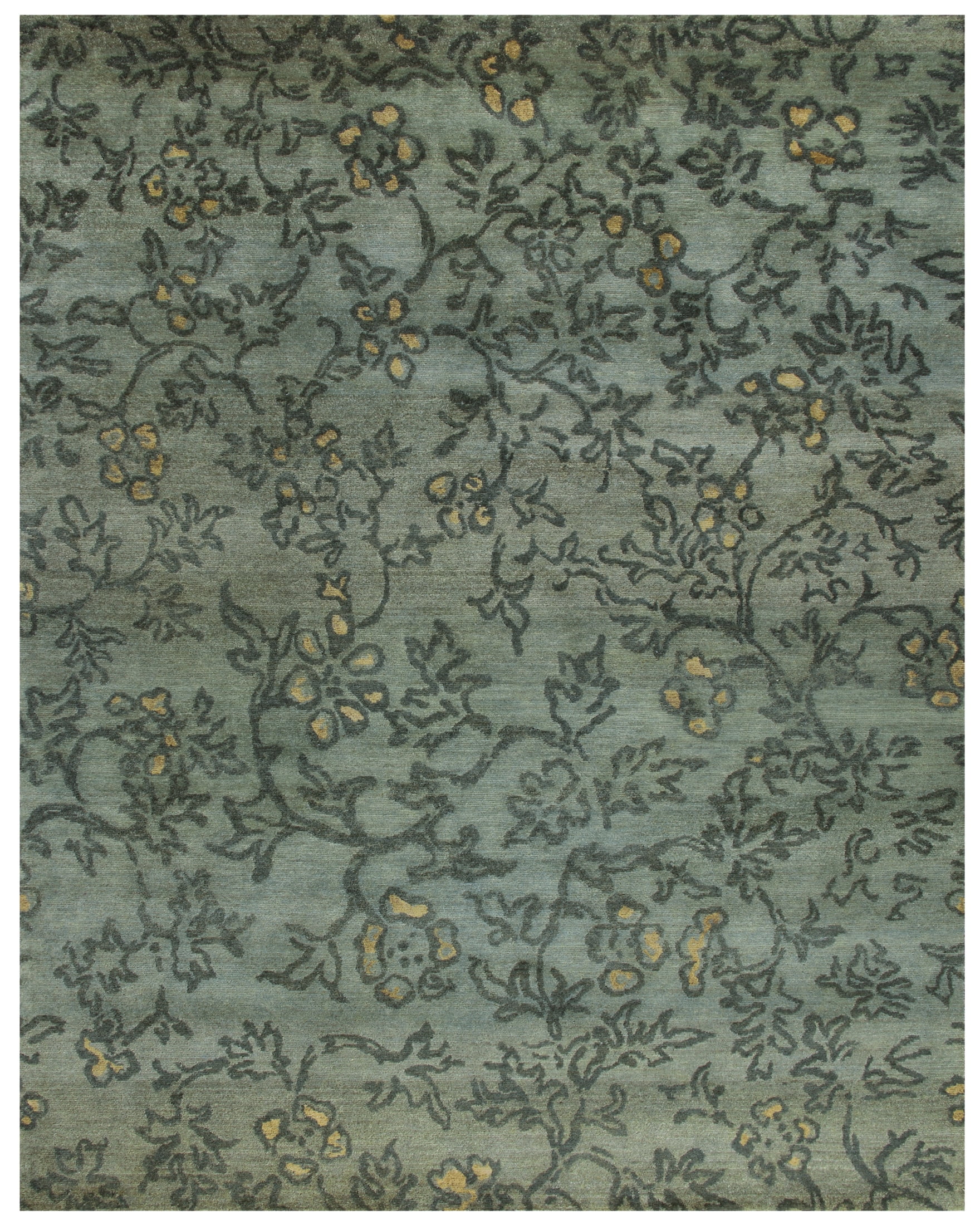 Feizy Verdigris Area Rug, Floral & Botanical, Blue/Green/Gold, 7'9"x9'9 ...