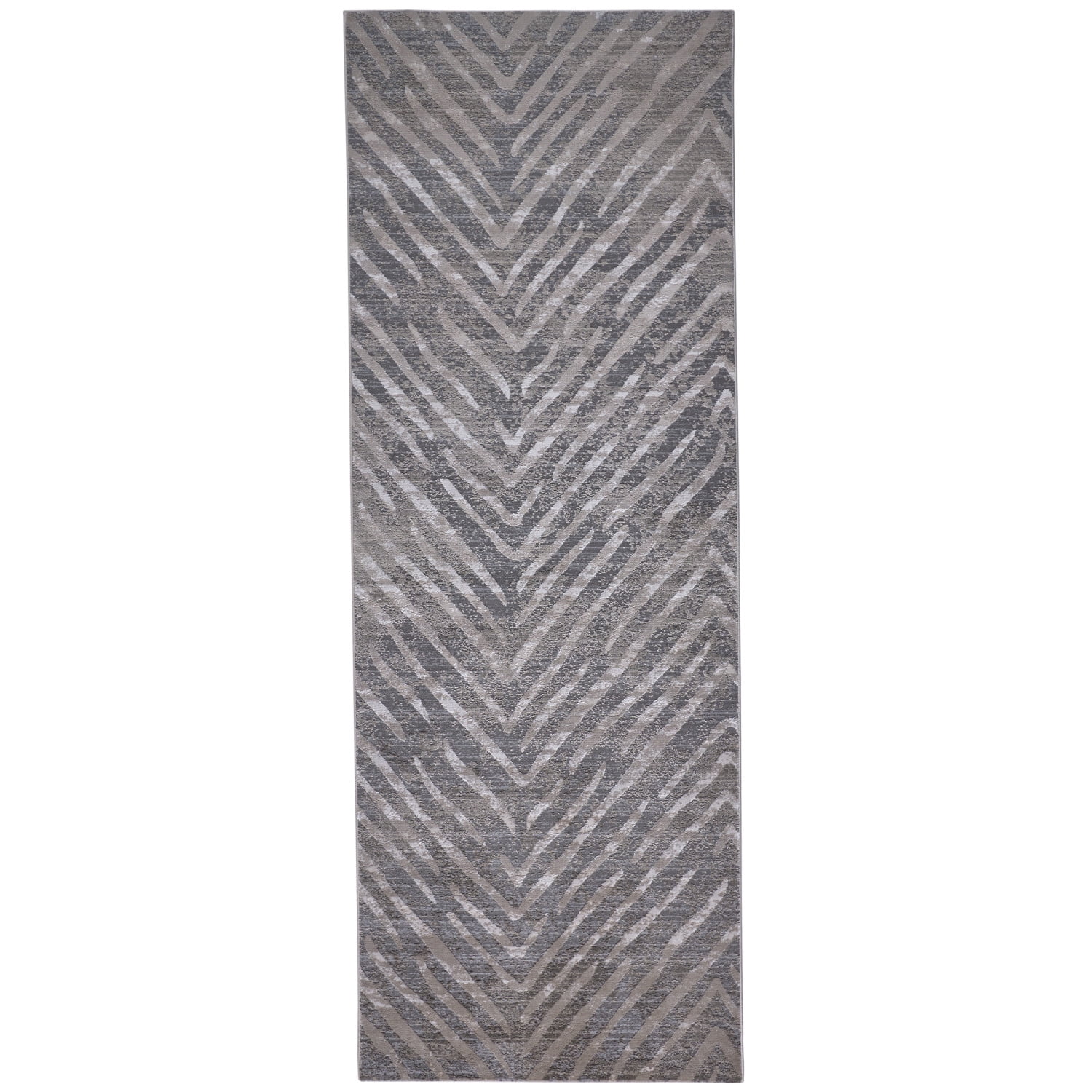 Feizy Waldor Modern Herringbone, Gray, 2' 10" x 7' 10" Runner, Easy ...