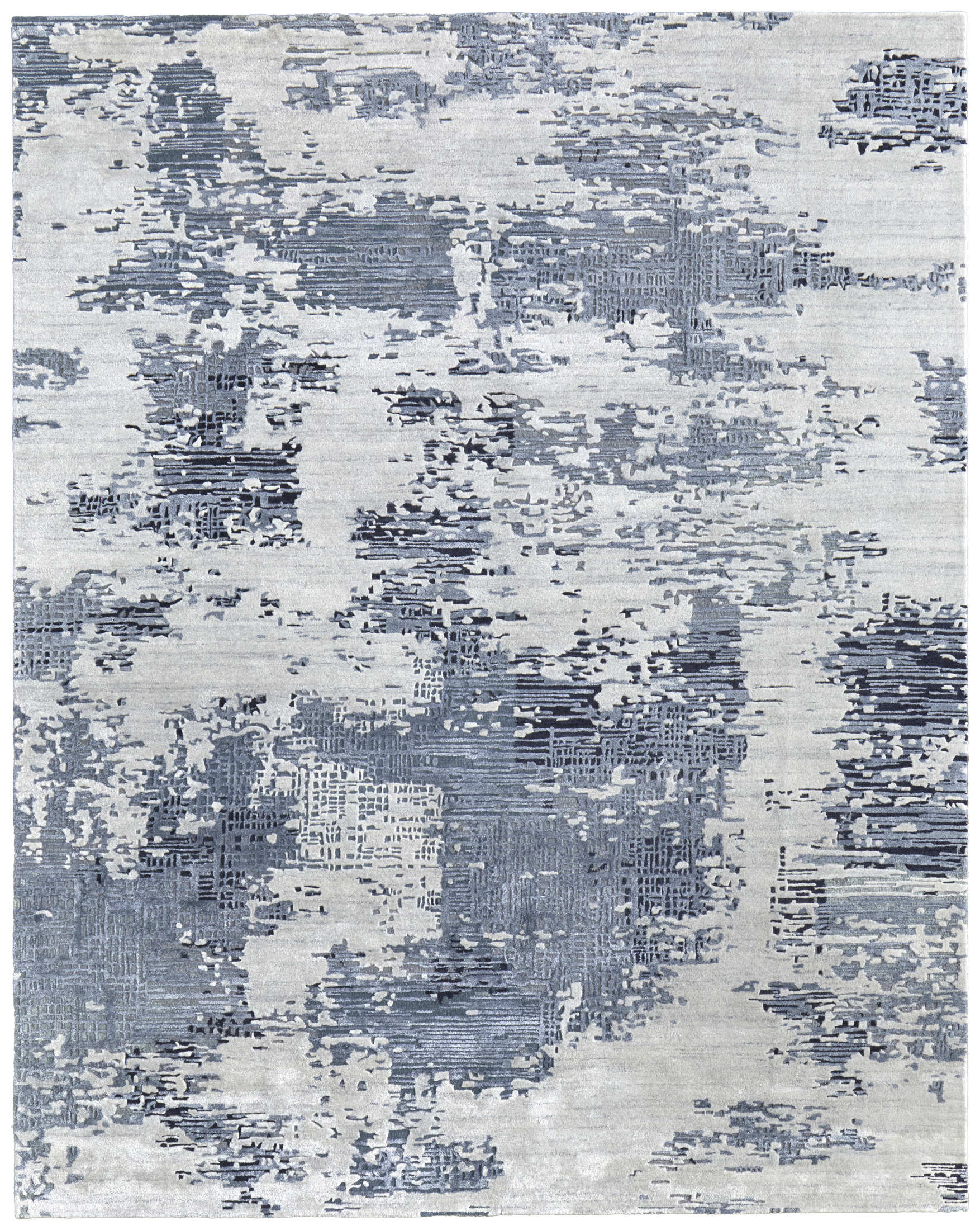 Feizy Zarah Modern Abstract, Blue/Ivory, 3'6" x 5'6" Accent Rug Sheen ...