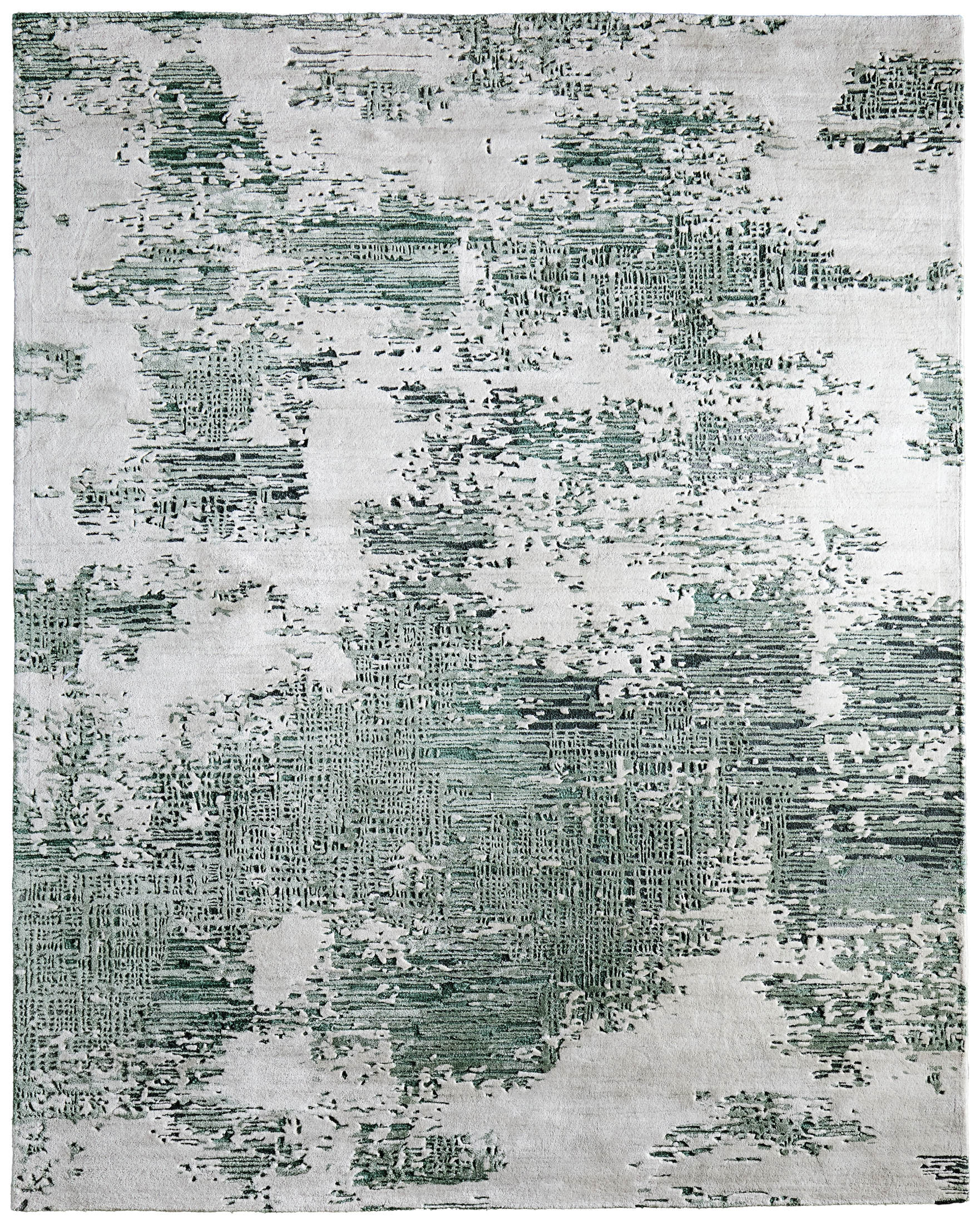 Feizy Zarah Modern Abstract, Green/White, 9' x 12' Area Rug Sheen Fade ...