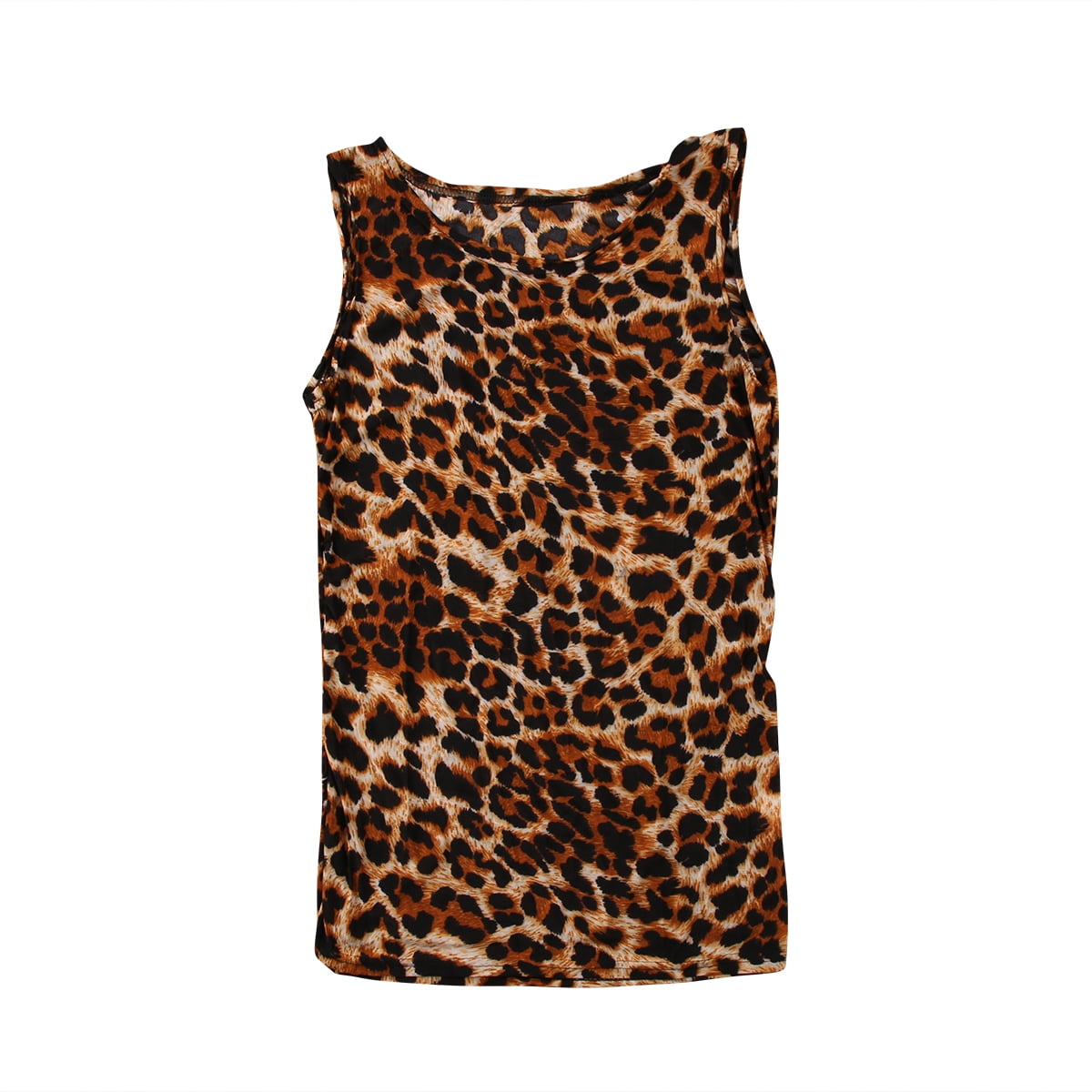 Felcia Women Leopard Print Vest Tank Top Sleeveless Round Neck Top ...
