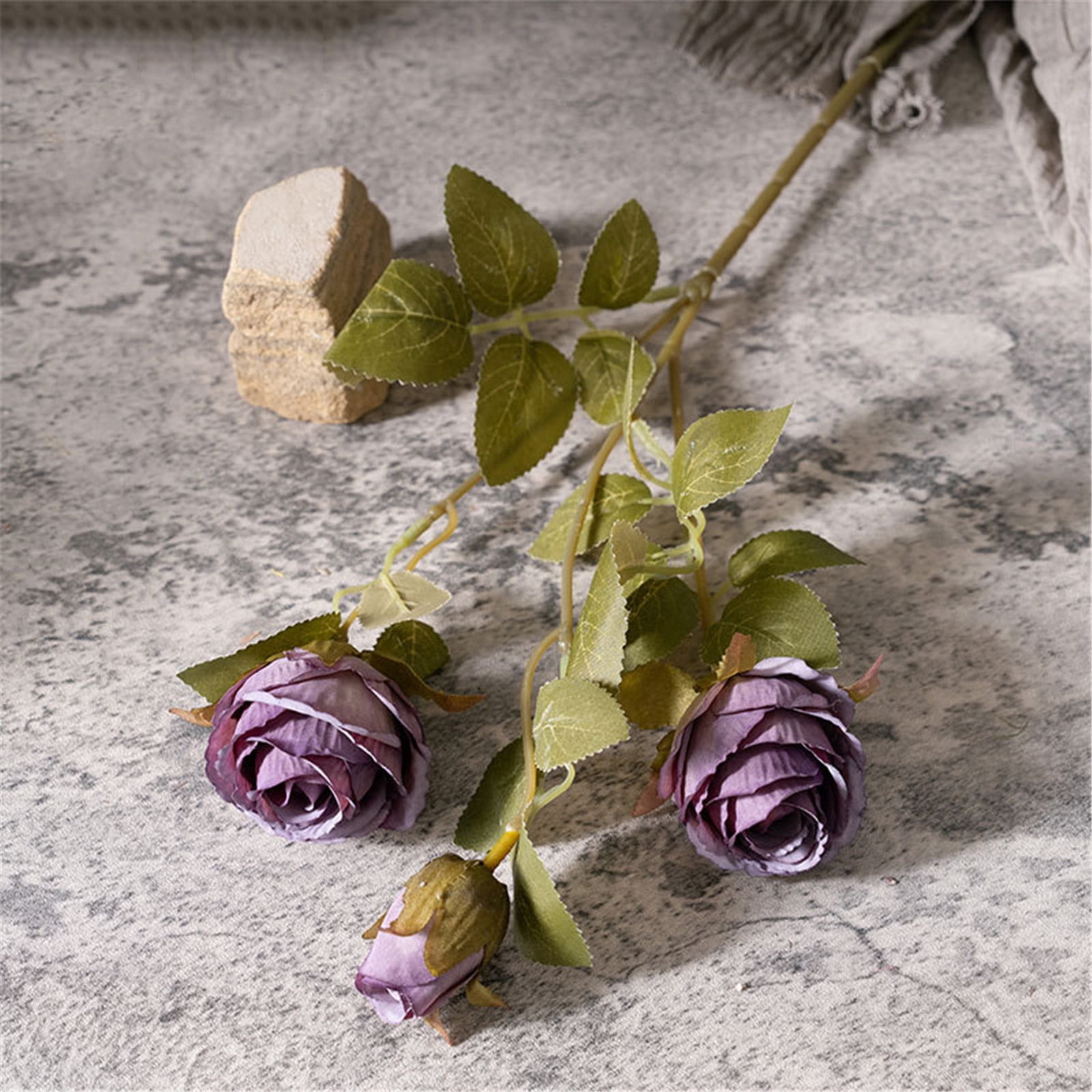 Feledorashia 1 Bundles Fake Roses with Stems & Leaves Fake Flowers ...