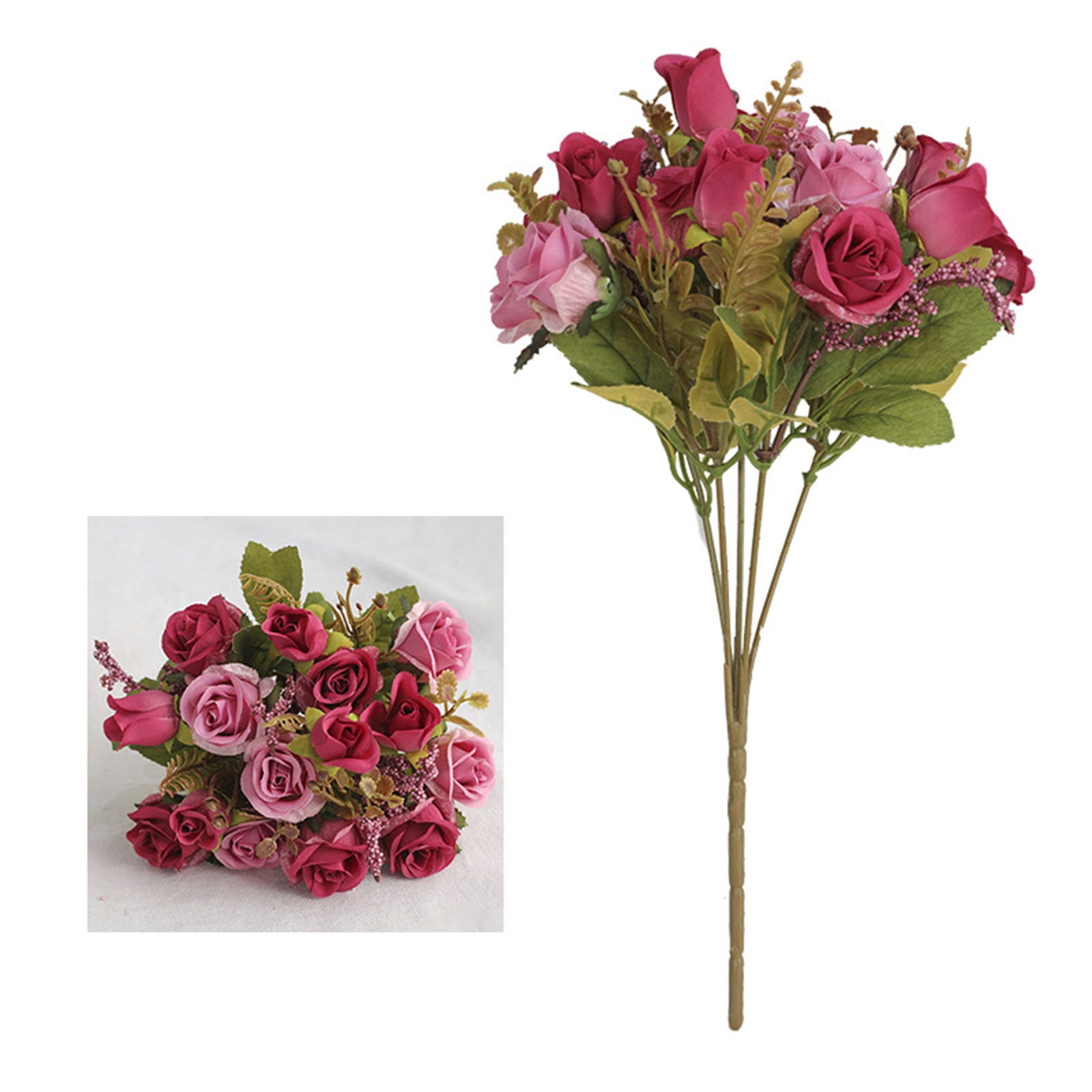 Feledorashia 15PCS Fake Roses Artificial Flowers Simulation Roses with ...