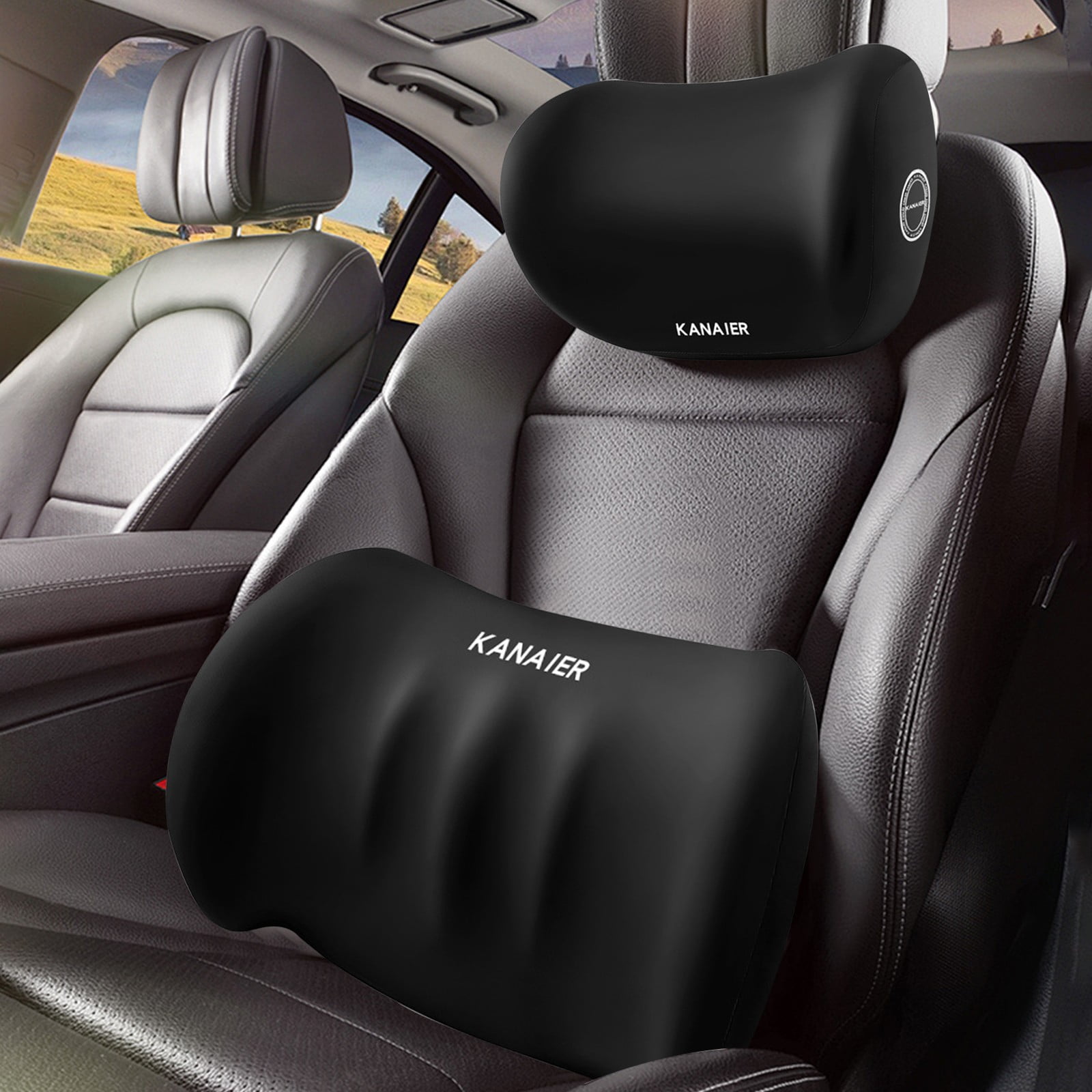 Feledorashia 2 Pcs Car Neck Pillow and Lumbar Support Pillow for ...
