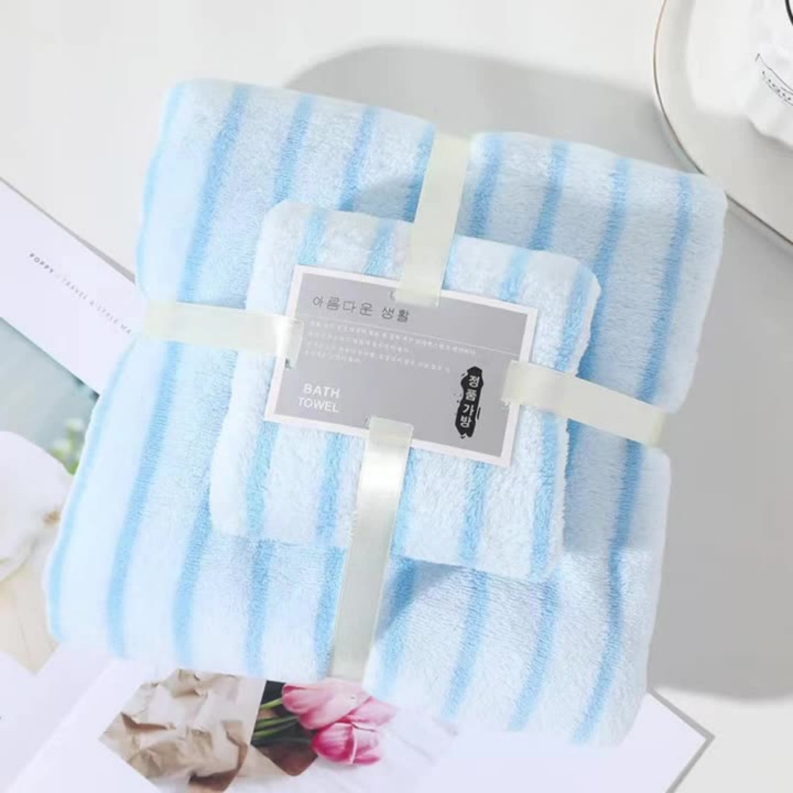 Feledorashia 2pc Bath Towel Set,Soft Cotton Bath Towels and High Water ...