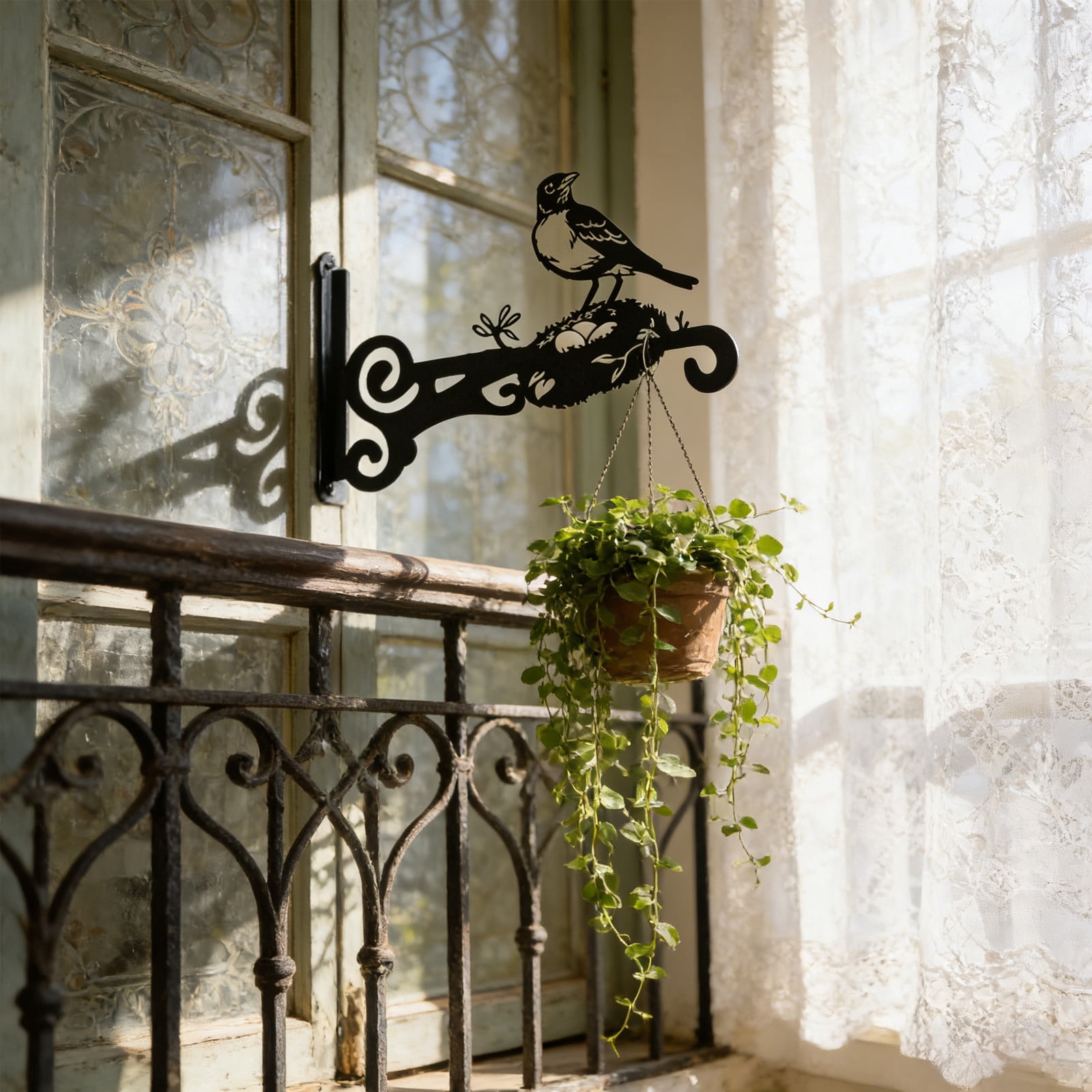 Feledorashia Bird-Shaped Hanging Bracket, Rust-Proof Iron Hook, 10in ...