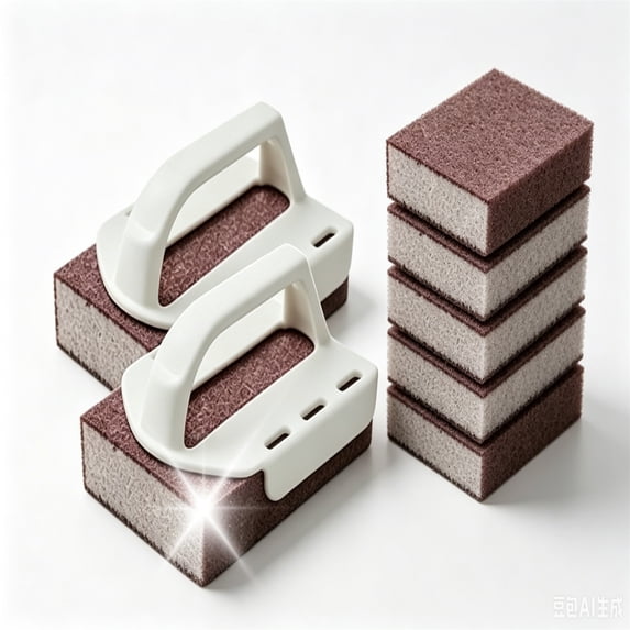 Feledorashia Cleaning Sponge with Handle, Heavy Duty Scrubbing Sponge ...