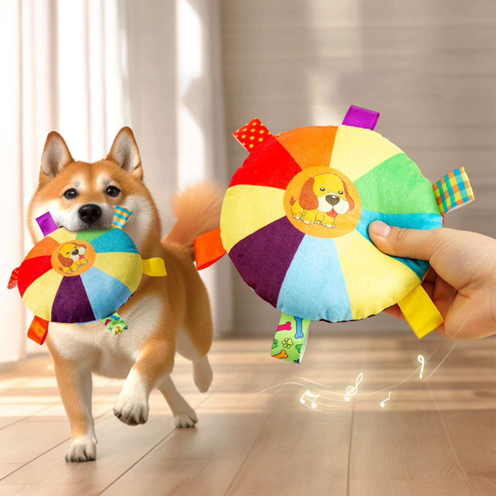 Feledorashia Dog Chew Toys with Sound, Plush Dog Frisbees, Flying Disc ...