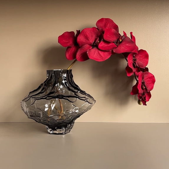 Feledorashia Glass Vase, Hand Blown Vase, Textured Flower Vase for ...