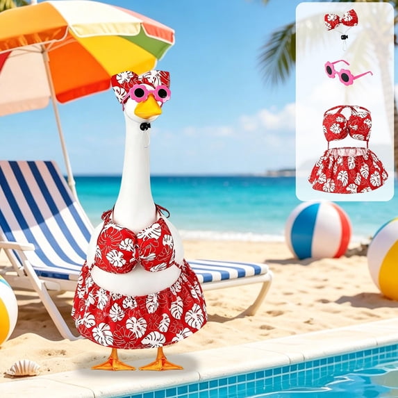 Feledorashia Hawaiian Porch Goose Outfits, Summer Lawn Goose Costume ...