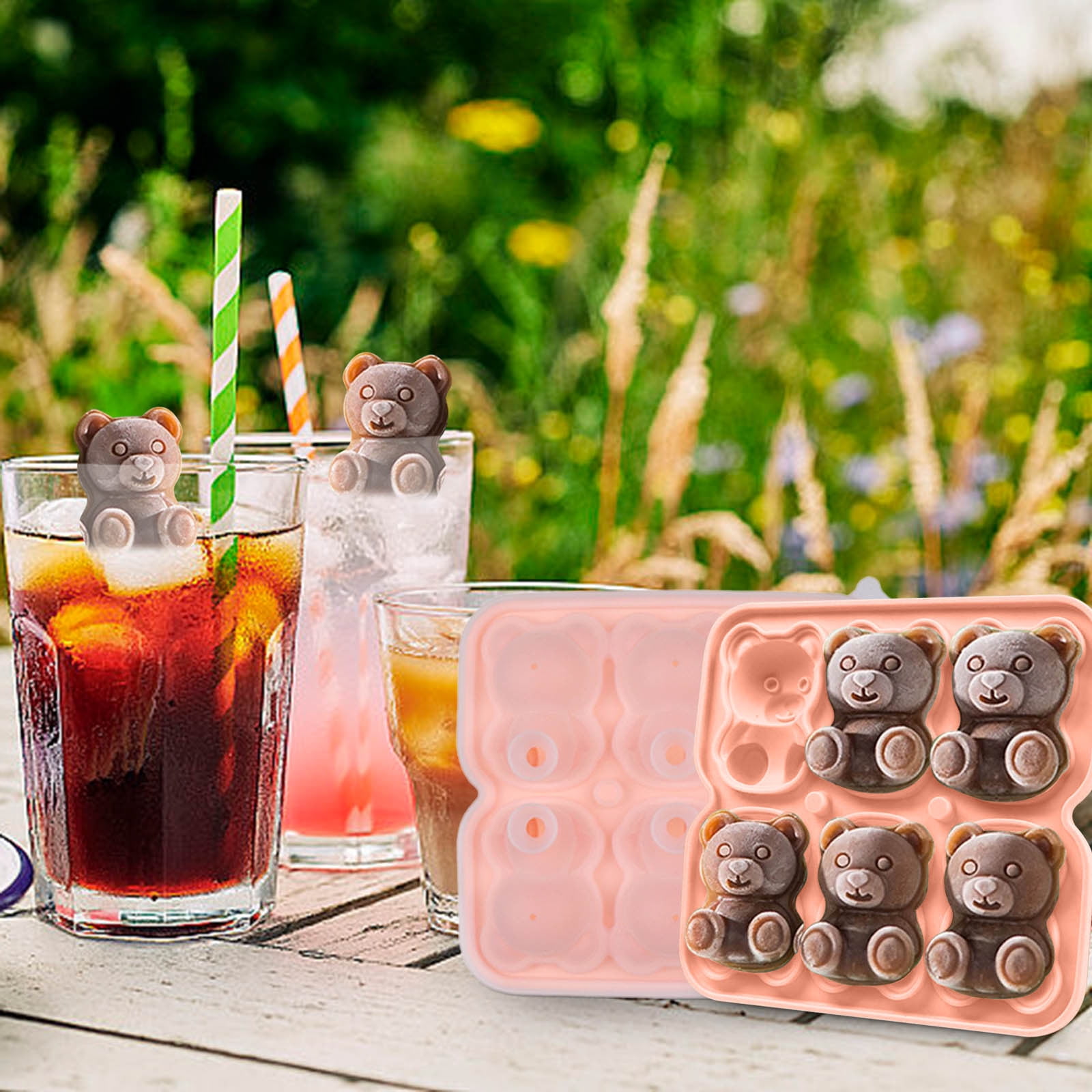 Feledorashia Ice Cubes Trays, 6 Teddy Bear Ice Mold, Flexible Silicone ...