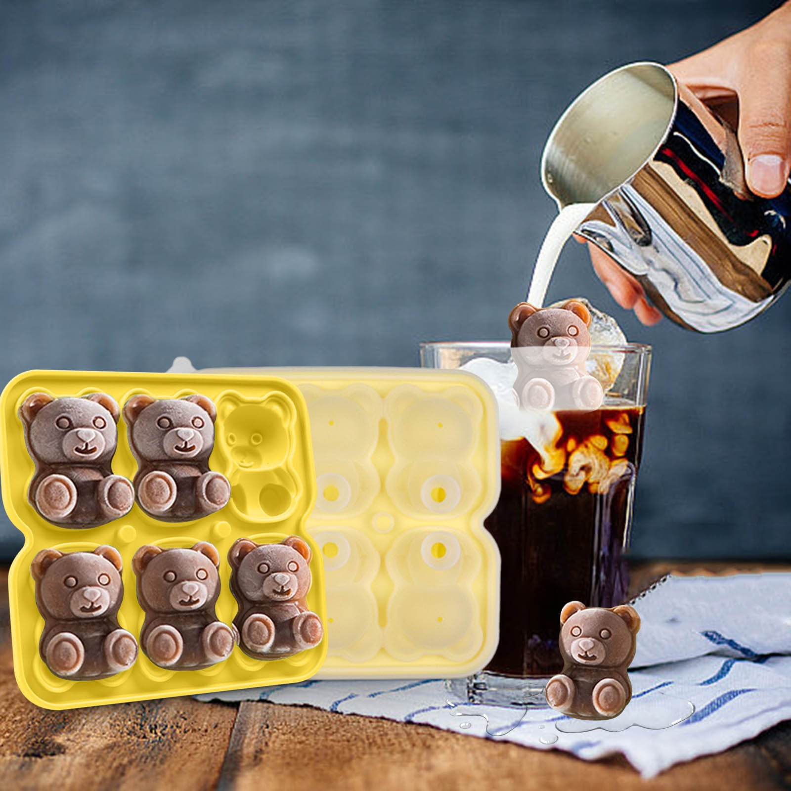 Feledorashia Ice Cube Trays, 6 Teddy Bear Ice Mold, Flexible Silicone ...