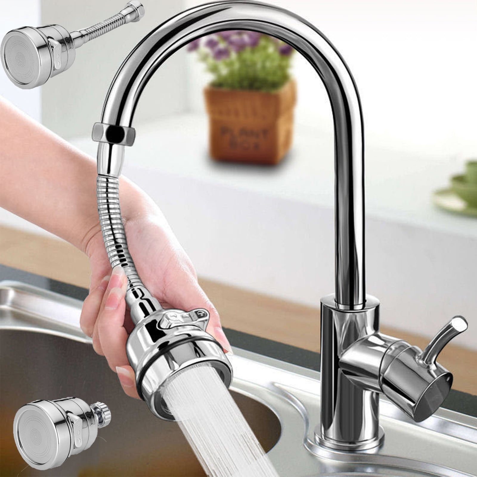 Feledorashia Kitchen Sink Faucet 360° Rotating Nozzle Head, Universal ...