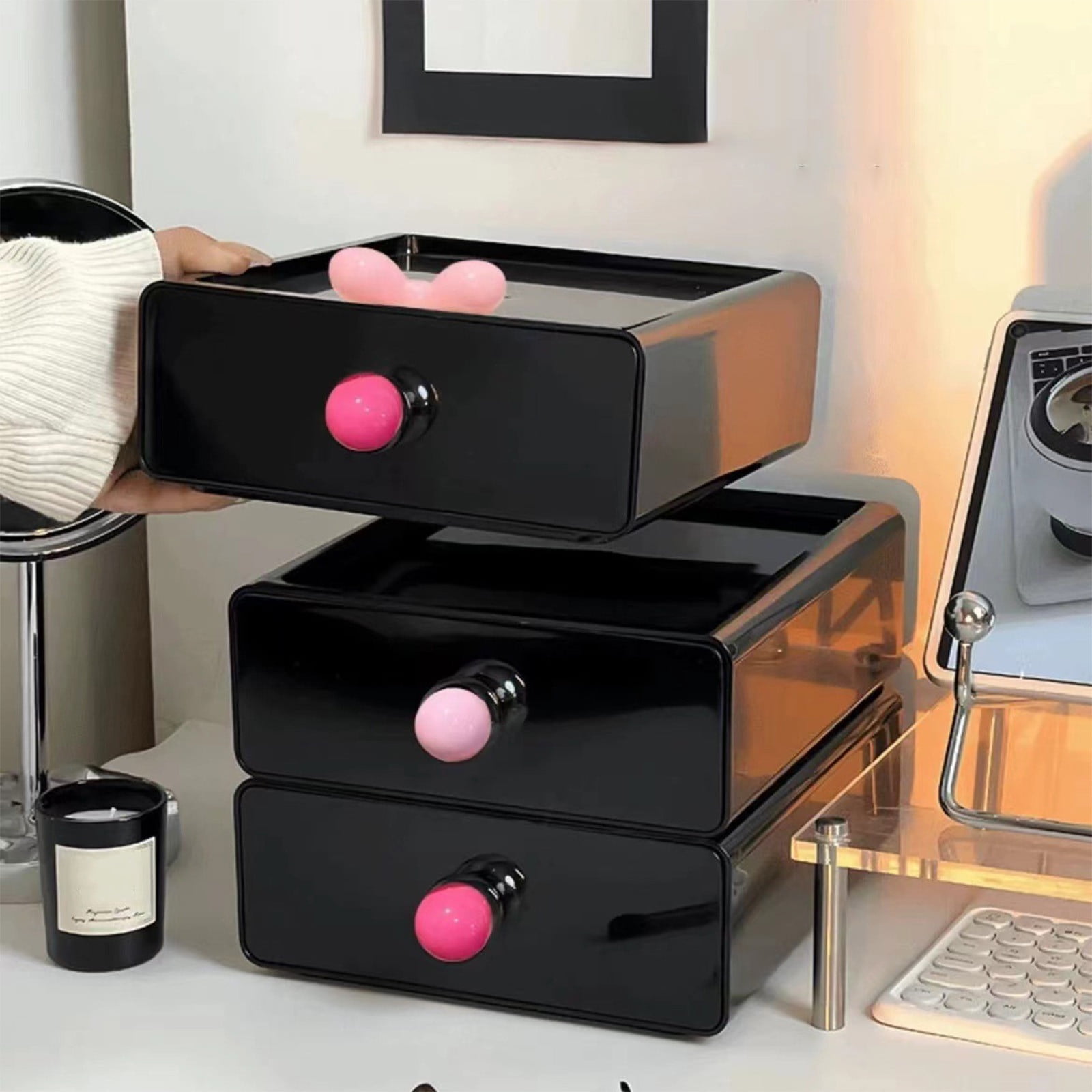 Feledorashia Plastic Drawer Storage Organizer Stacking Drawers ...