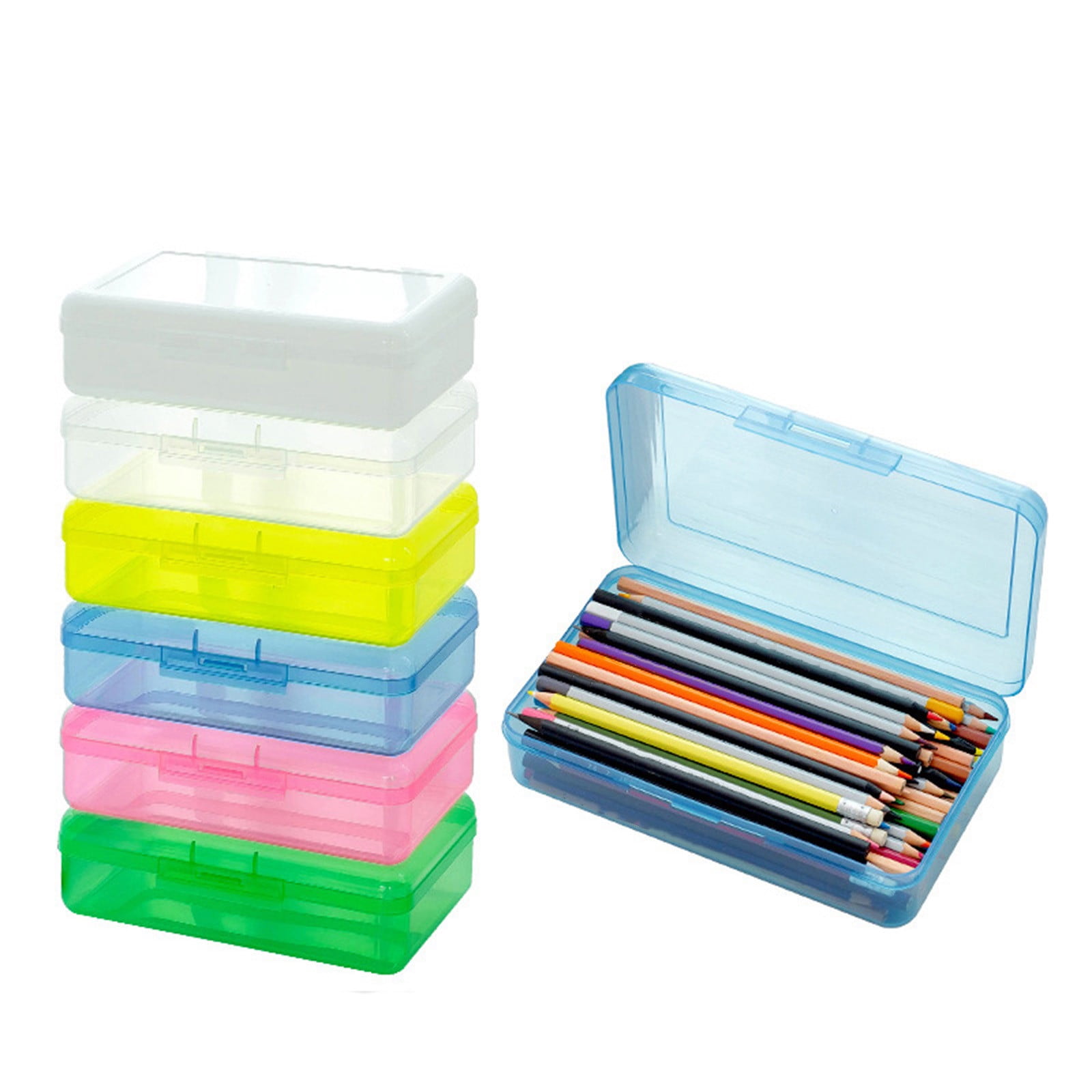 Large Capacity Clear Pencil Box for Kids, Stackable Office Organizer ...