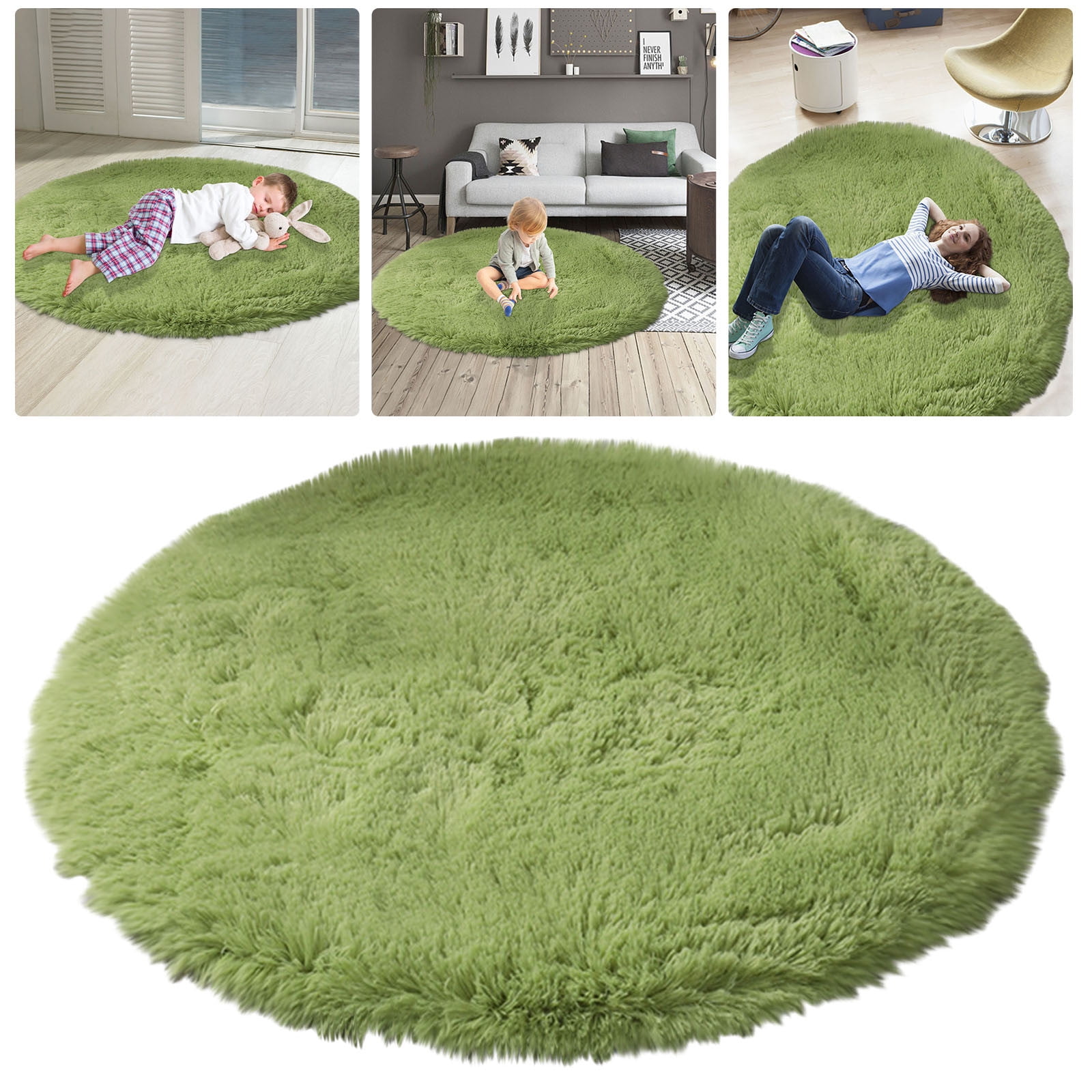 Feledorashia Plush Round Area Rugs Durable Soft Cozy Floor Mat Bedroom ...