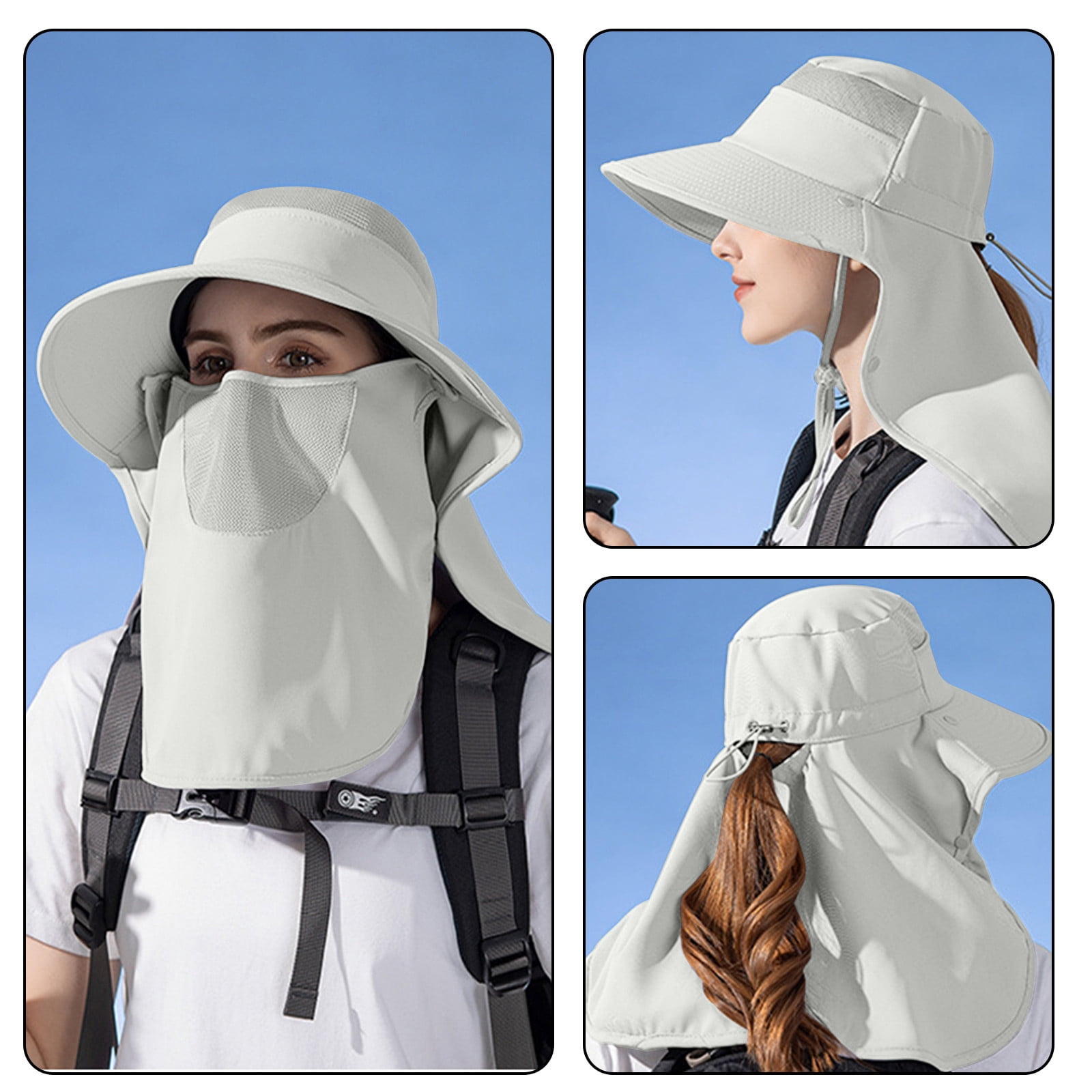 Feledorashia Sun Protection Hat for Men & Women - with Face Cover ...