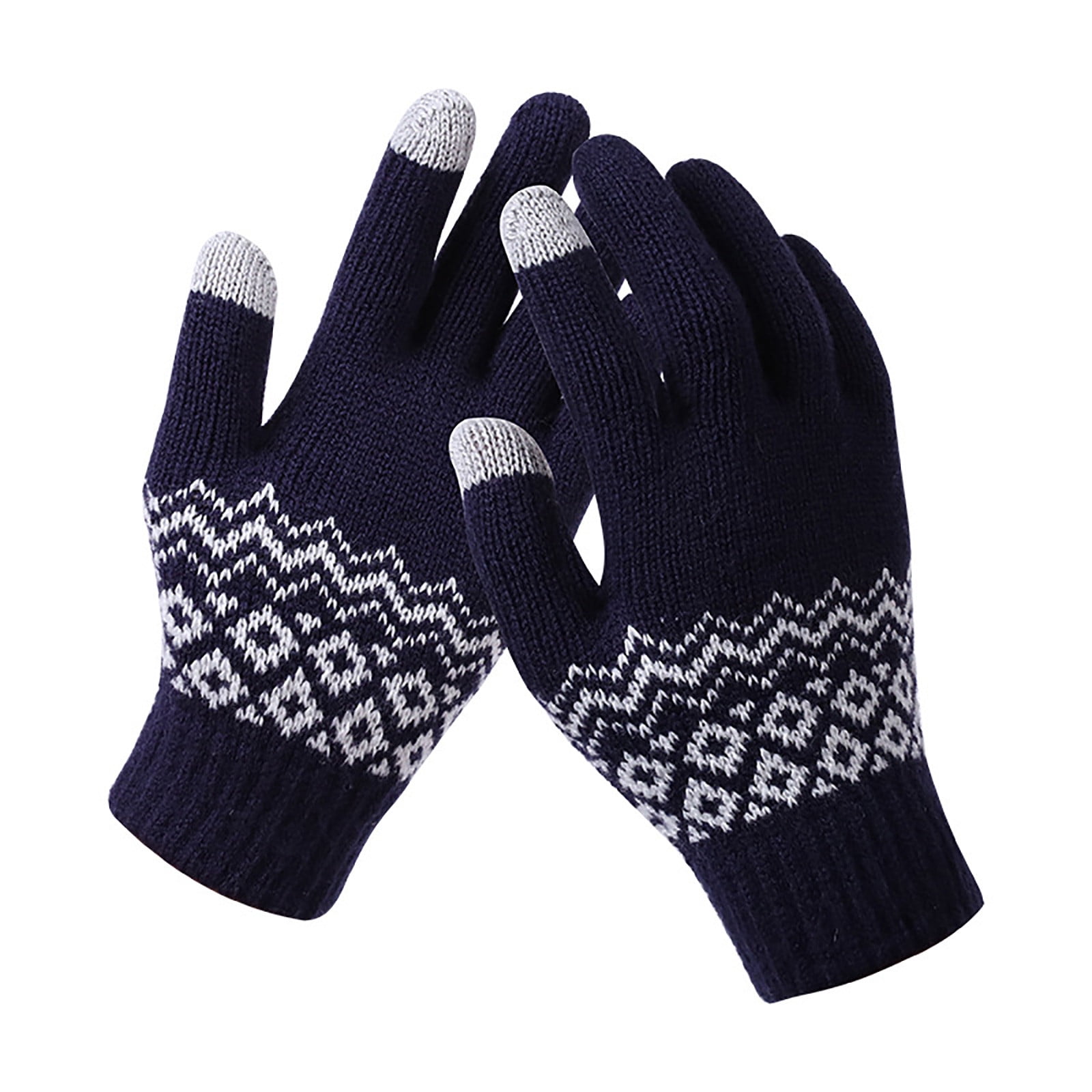 Feledorashia Winter Knitted Gloves Wool Warm Windproof Touch Screen ...