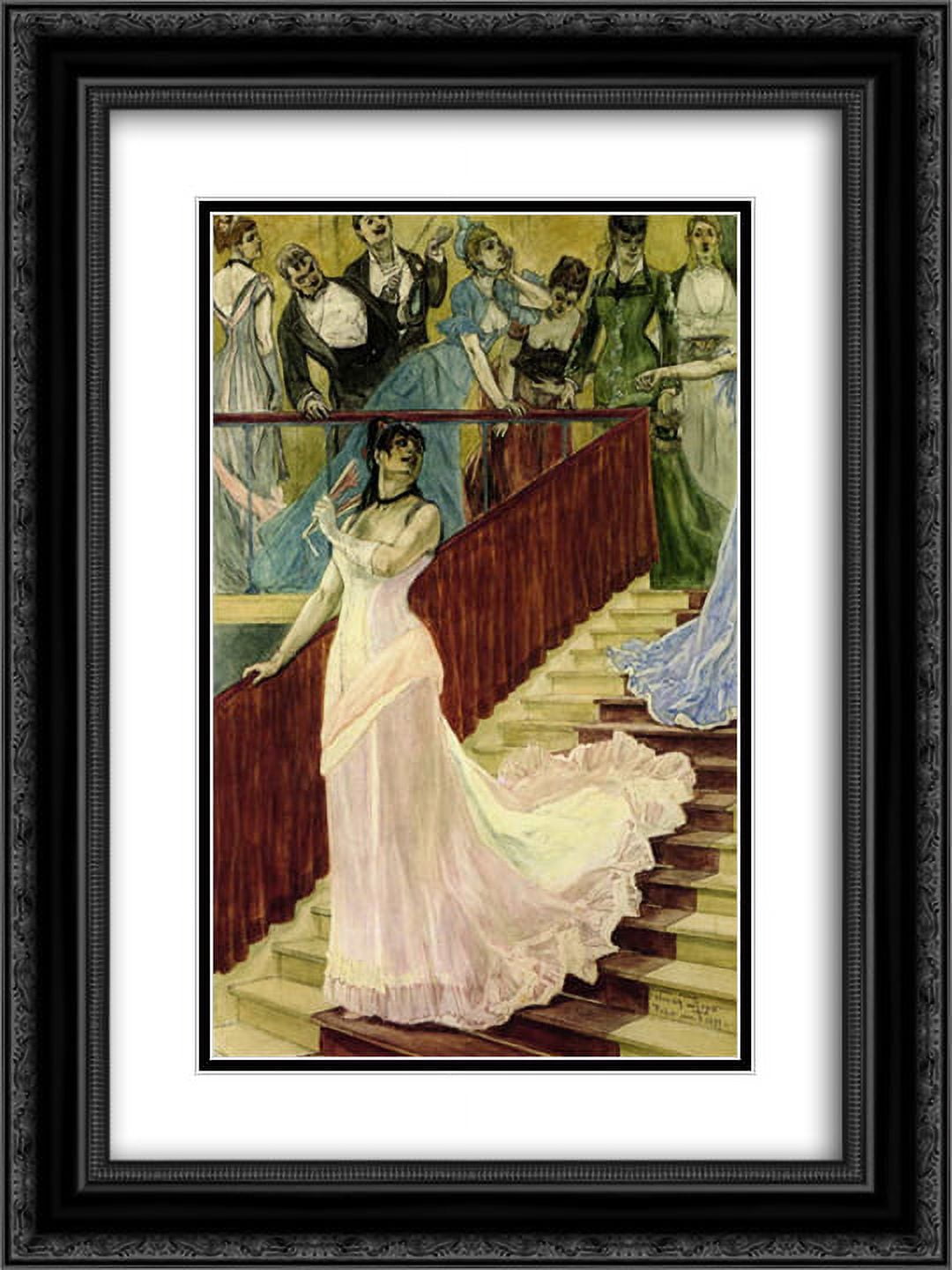 Felicien Rops 2x Matted 20x24 Black Ornate Framed Art Print 'The Row ...