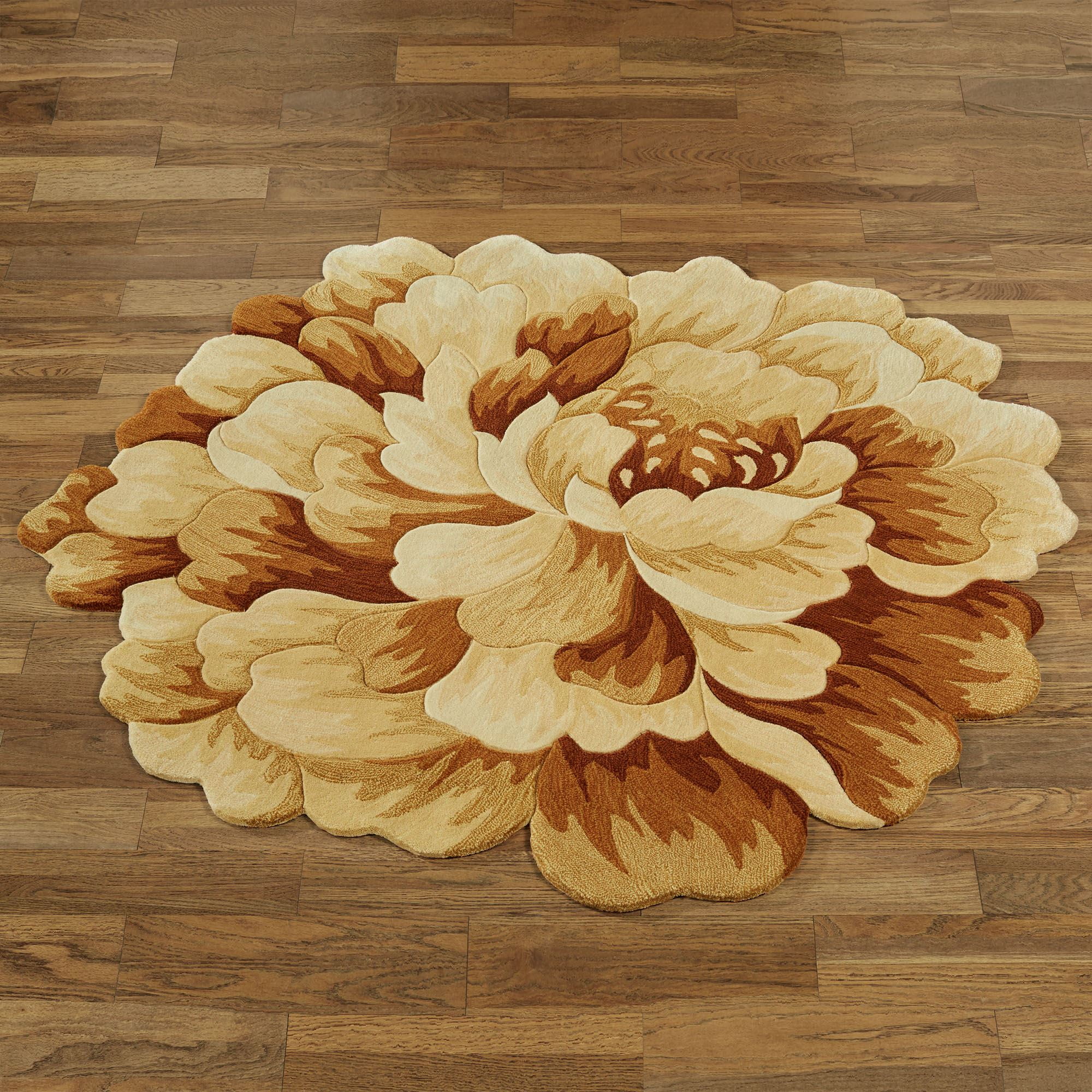 Felicity Floral Cream Handcarved Flower Shaped Area Rug 48" Round ...