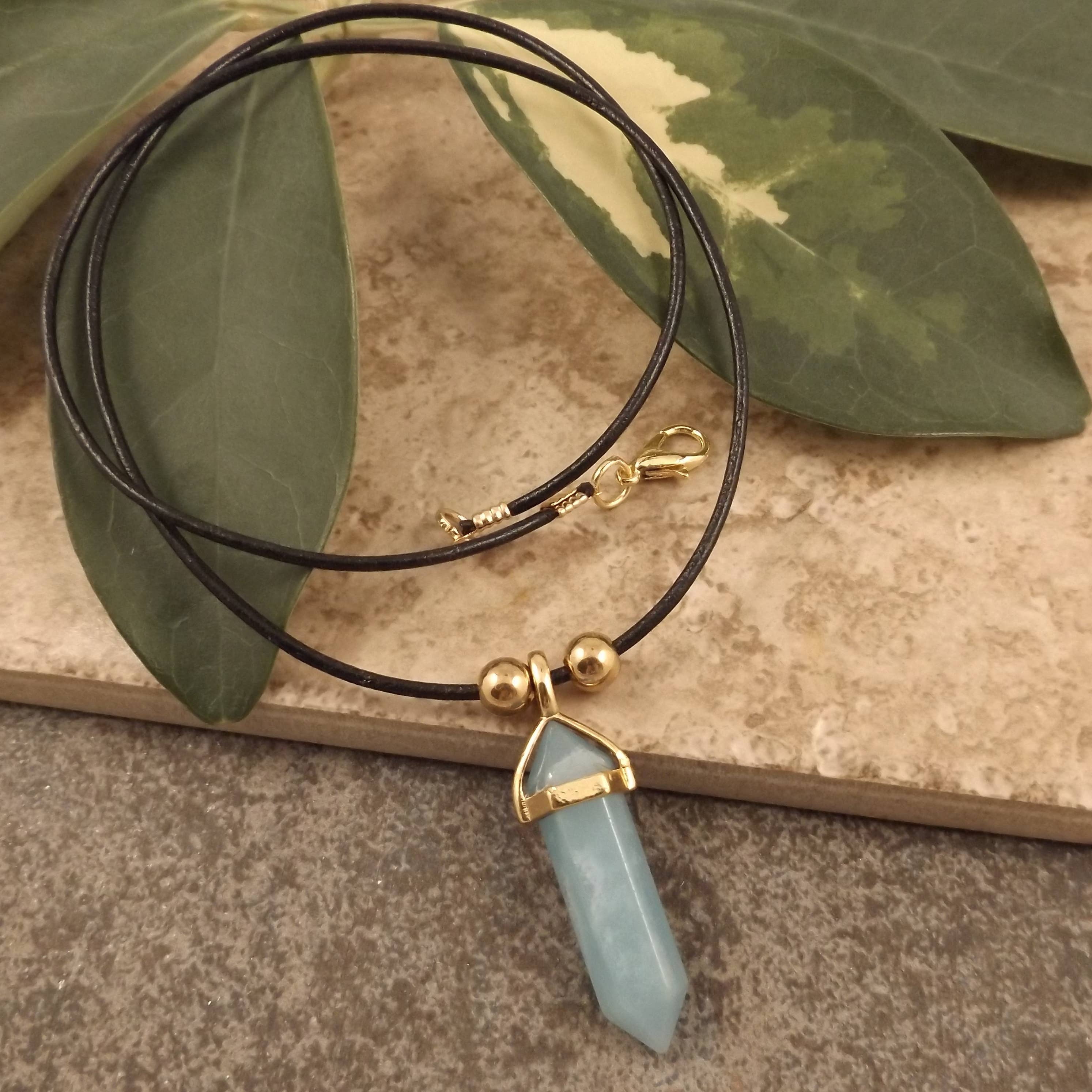 Felicity Jewelry Designs Amazonite Leather Necklace - Women's Pale ...