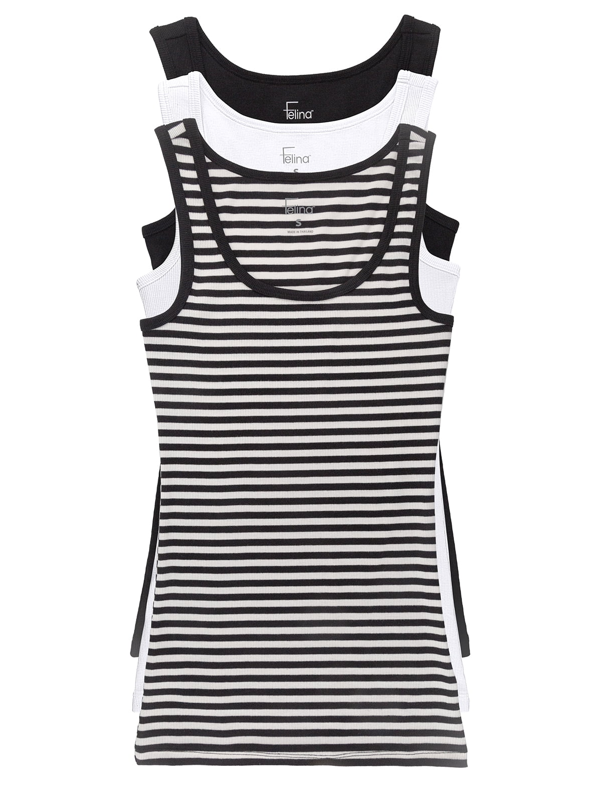 Felina Womens Cotton Ribbed Tank Top 3-Pack - Walmart.com
