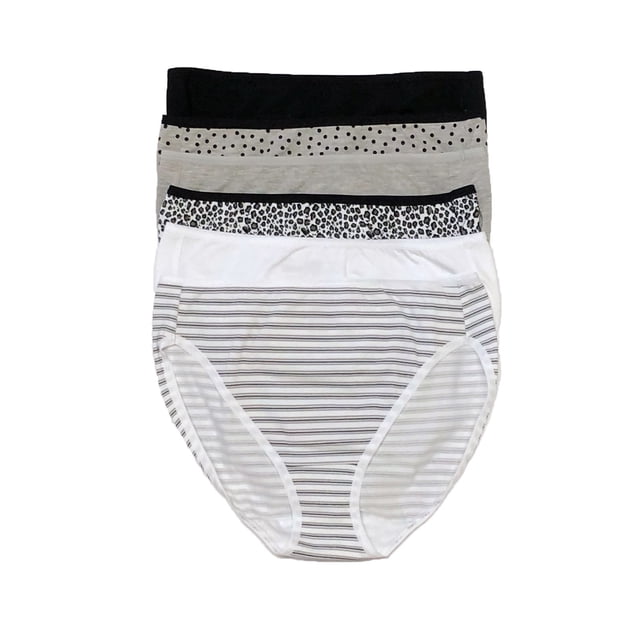 Felina Cotton Stretch Hi Cut Panty 6 Pack Full Coverage Underwear For