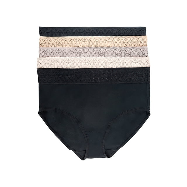 Felina | High Waisted Modal Stretch Brief | Lace Trim | 5-Pack | Full ...