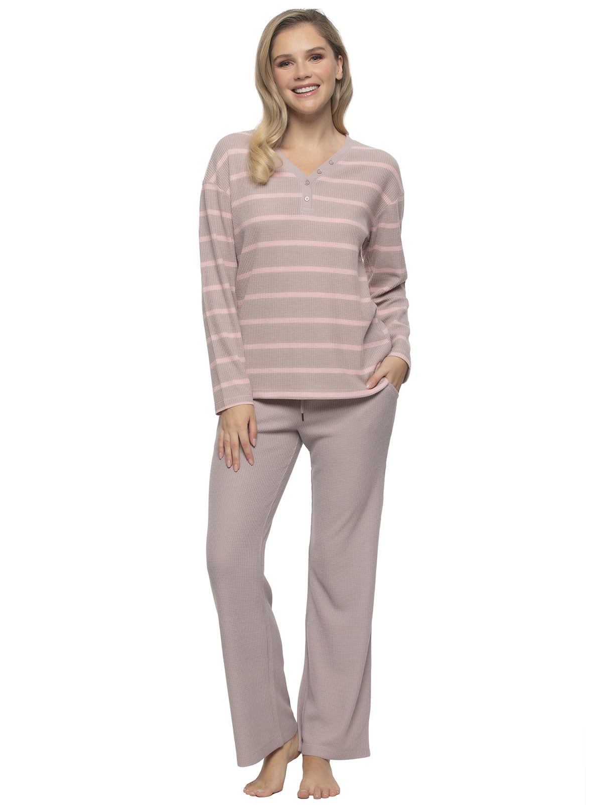 Felina - Jolie 2-Piece Henley Lounge Set - Relaxed Fit Knit Top & Pants ...