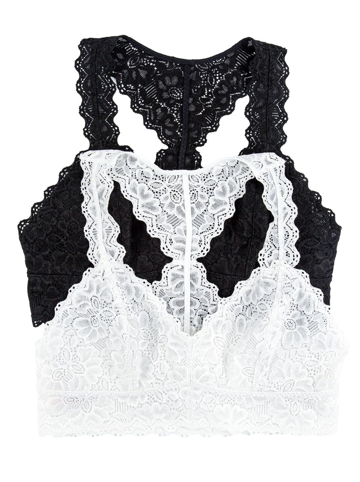 Felina | Lace Bralette | Wire Free | Unpadded | T-Back | 2 Pack | by ...