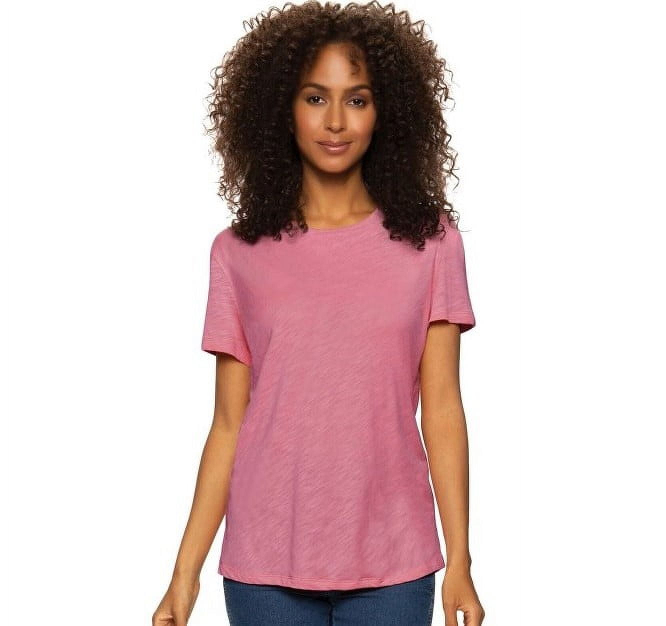 Felina Ladies' Size Large, Slub Jersey Crew Neck T-Shirt, Pink ...