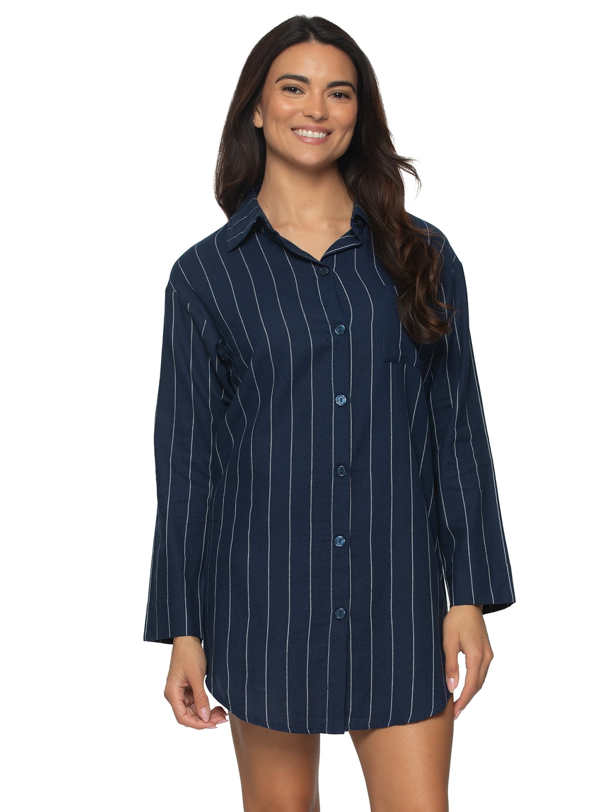 Felina - Mirielle Sleepshirt - Oversized Button-Down Sleepwear, Cotton ...