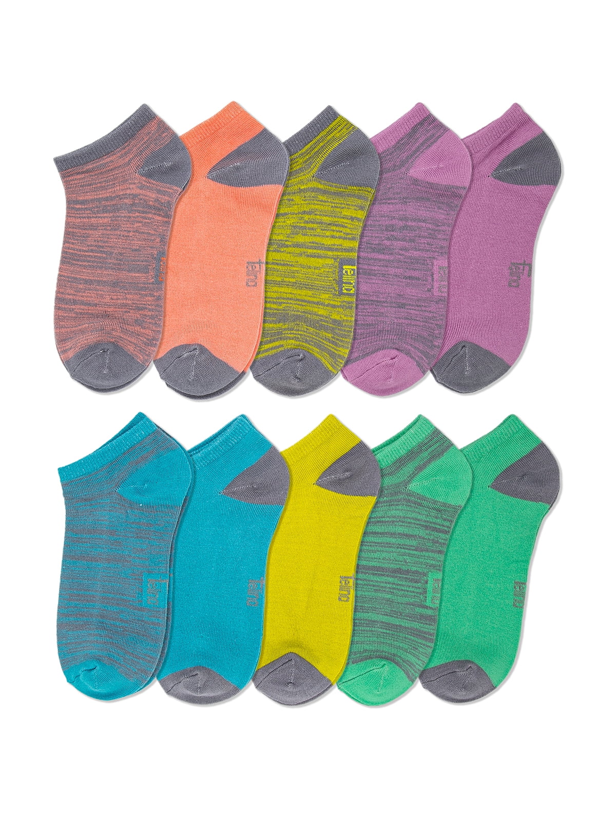 Felina | No-Show Bamboo Women's Socks | 10-Pack (Brighten Up, One Size ...