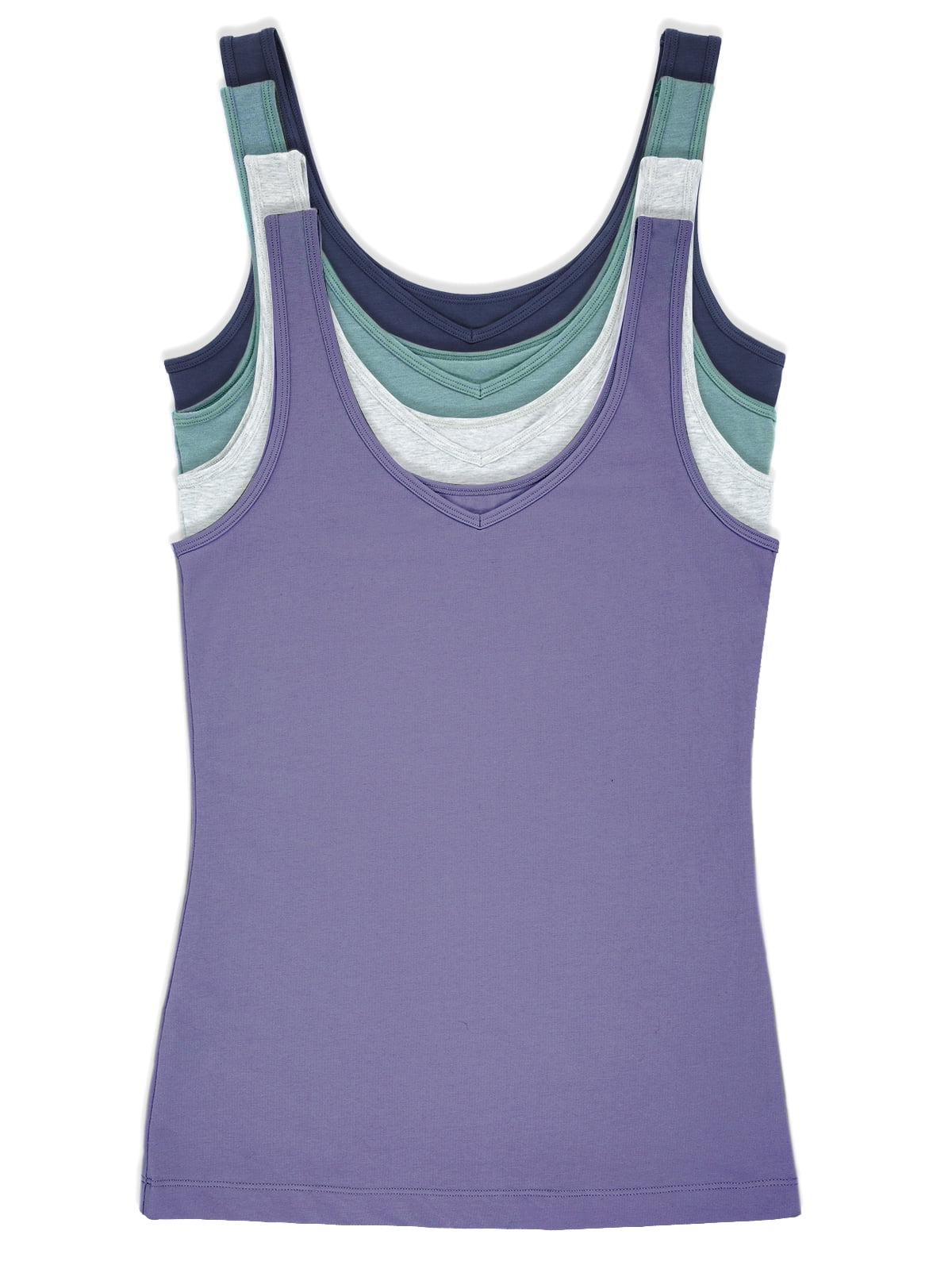Felina Reversible Cotton Women’s Tank Top | 4-Pack (Aqua Blues, X-Large ...