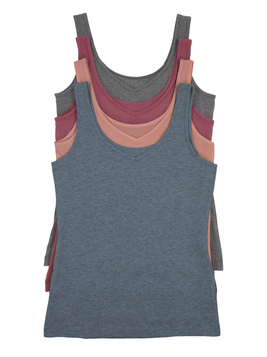 Felina Reversible Cotton Women’s Tank Top | 4-Pack (Autumn Skies ...