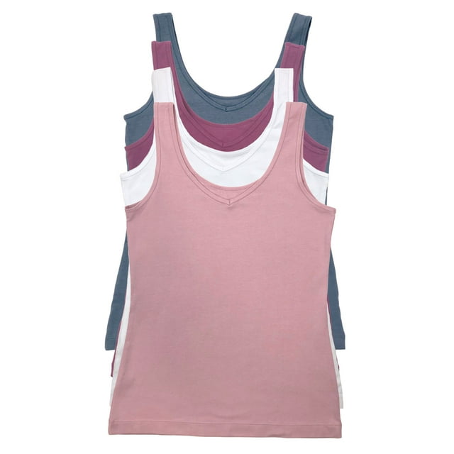 Felina Women's Reversible Cotton Tank Top | 4-Pack, Workout & Layering ...