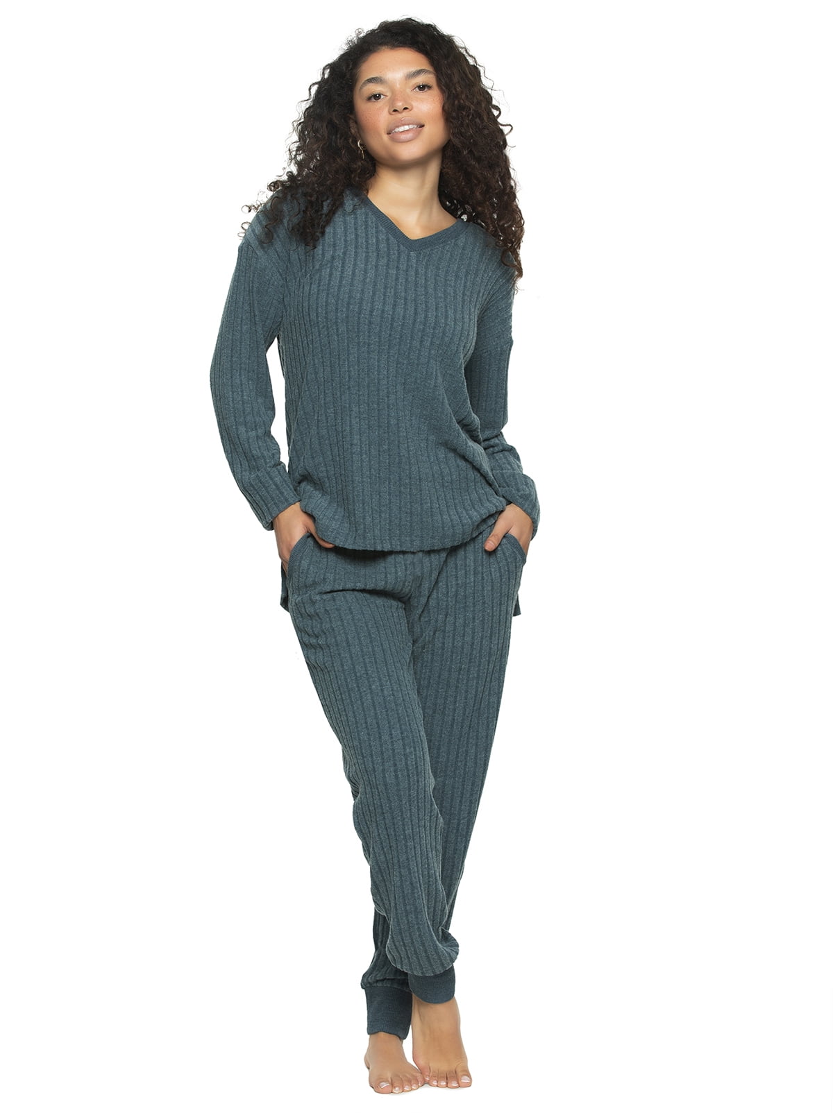 Felina - Serena V-Neck Top & Jogger Lounge Set | 2-Piece Ultra-Soft ...