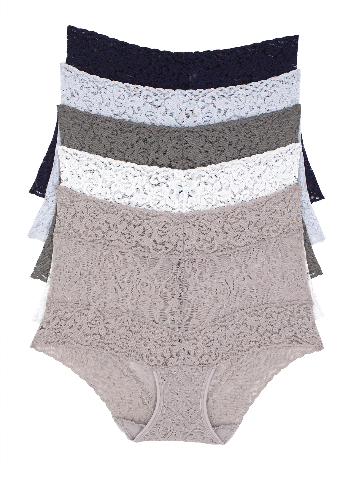 Felina | Signature Stretchy Lace Hi-Waisted Boyleg Panty 5-Pack (Blue ...
