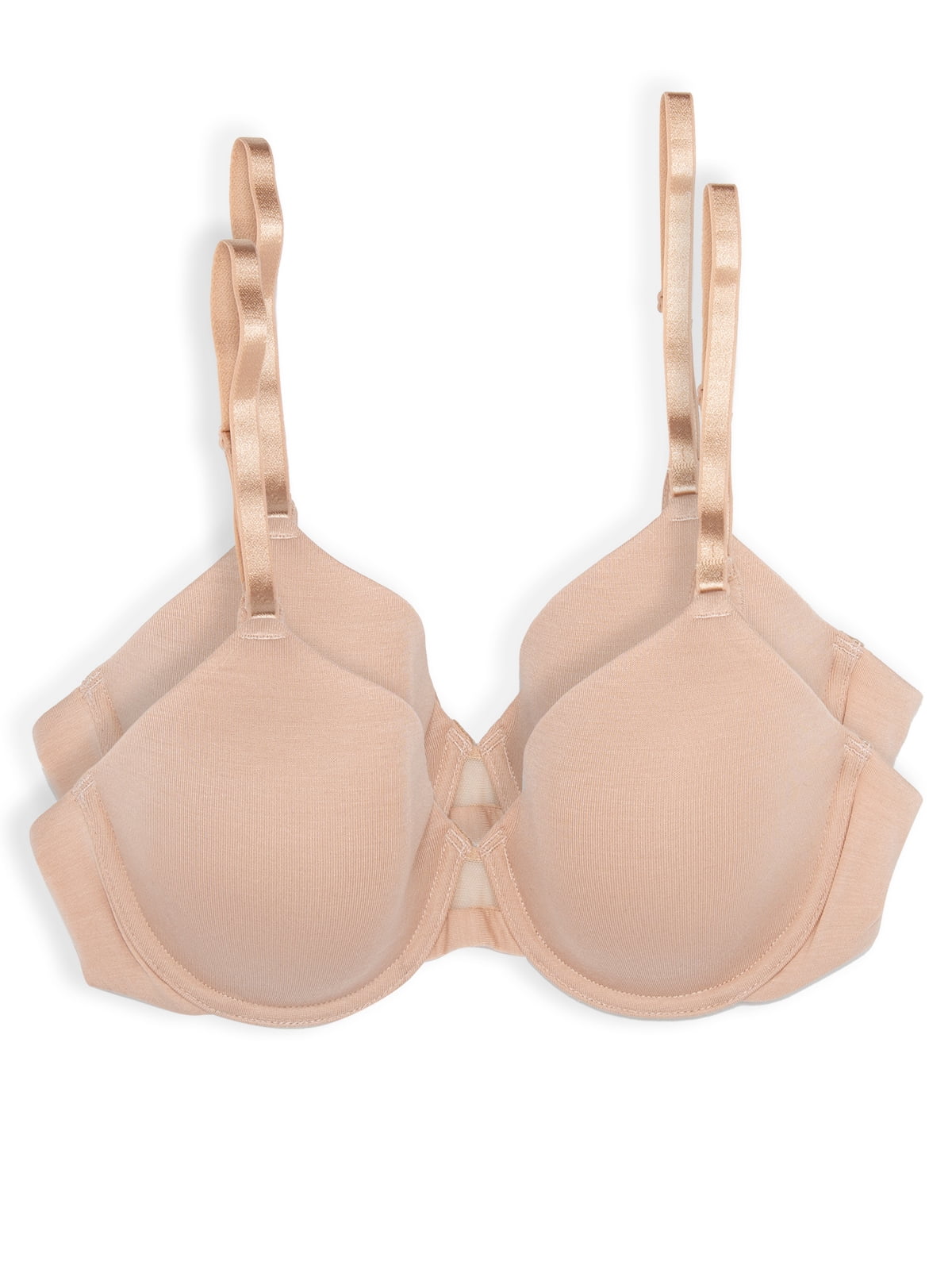 Felina | So Smooth Modal Everyday Demi T-Shirt Bra | Lightly Padded | 2-Pack (Warm Neutral, 32C ...