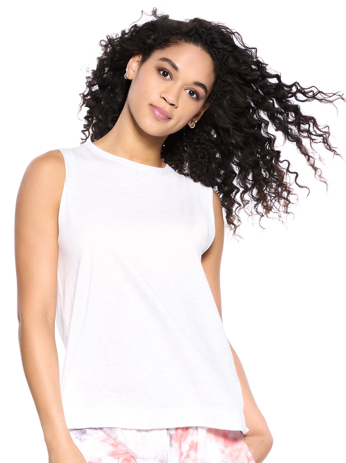 Felina | Velvety Soft Slub High-Low Shell Tank (White, Medium ...