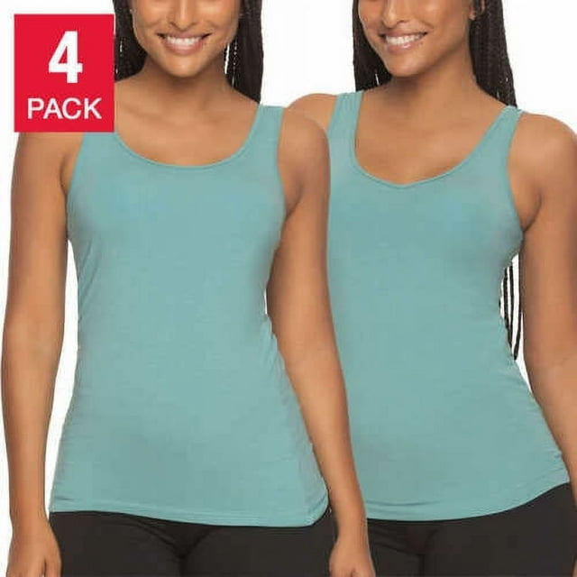 Felina Women Reversible Cotton Tank Tops 4 Pack Lavendernavygray