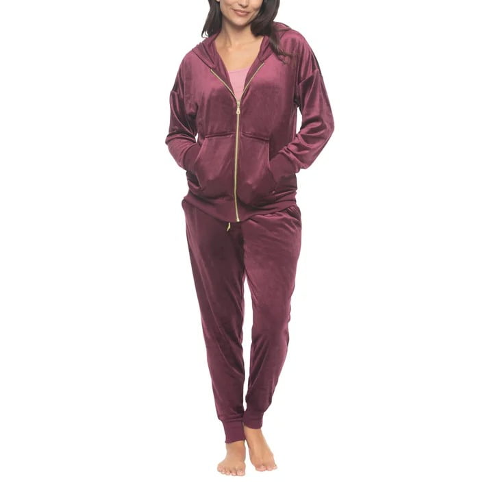 Felina Women's 2 Piece Velour Track Suit, Hoodie and Jogger Lounge Set ...