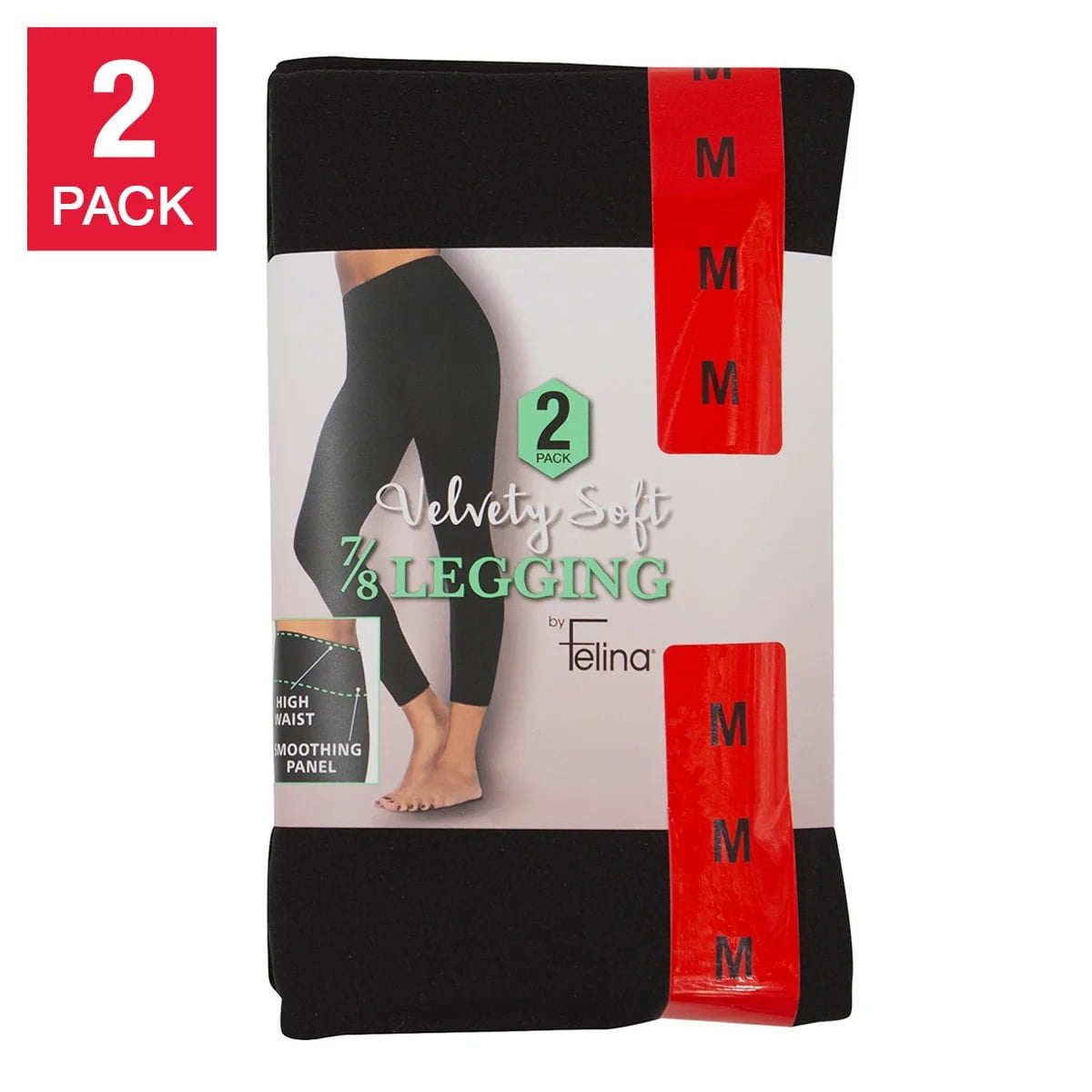 Felina Women's Velvety Soft 7/8 Legging, 2-pack (Black, Medium ...