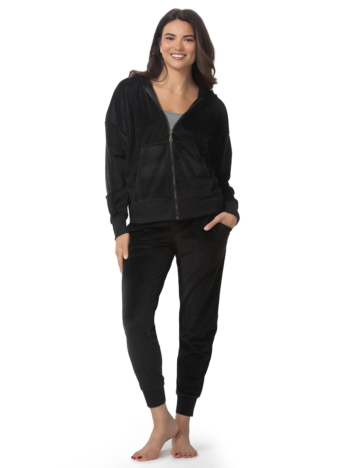 Felina - Womens Velour Zip Hoodie and Jogger Set Soft 2-Piece Tracksuit Lounge Set - Walmart.com