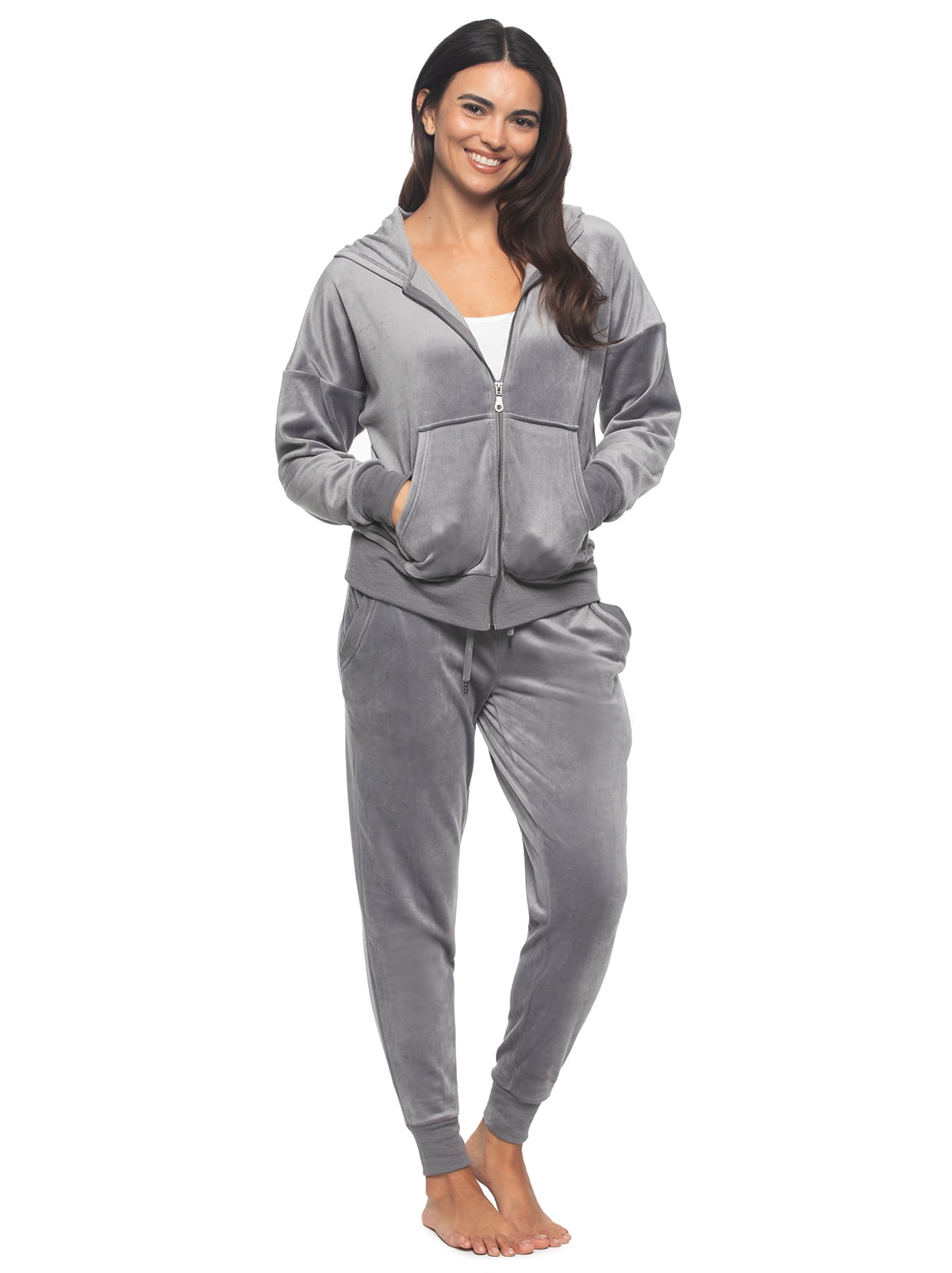 Felina - Womens Velour Zip Hoodie and Jogger Set Soft 2-Piece Tracksuit ...