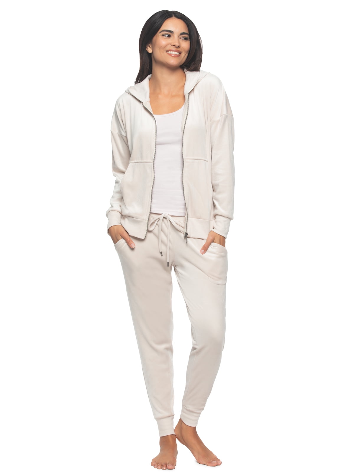 Felina - Womens Velour Zip Hoodie and Jogger Set Soft 2-Piece Tracksuit ...