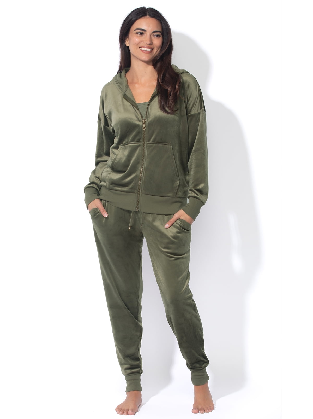 Felina - Womens Velour Zip Hoodie and Jogger Set Soft 2-Piece Tracksuit ...