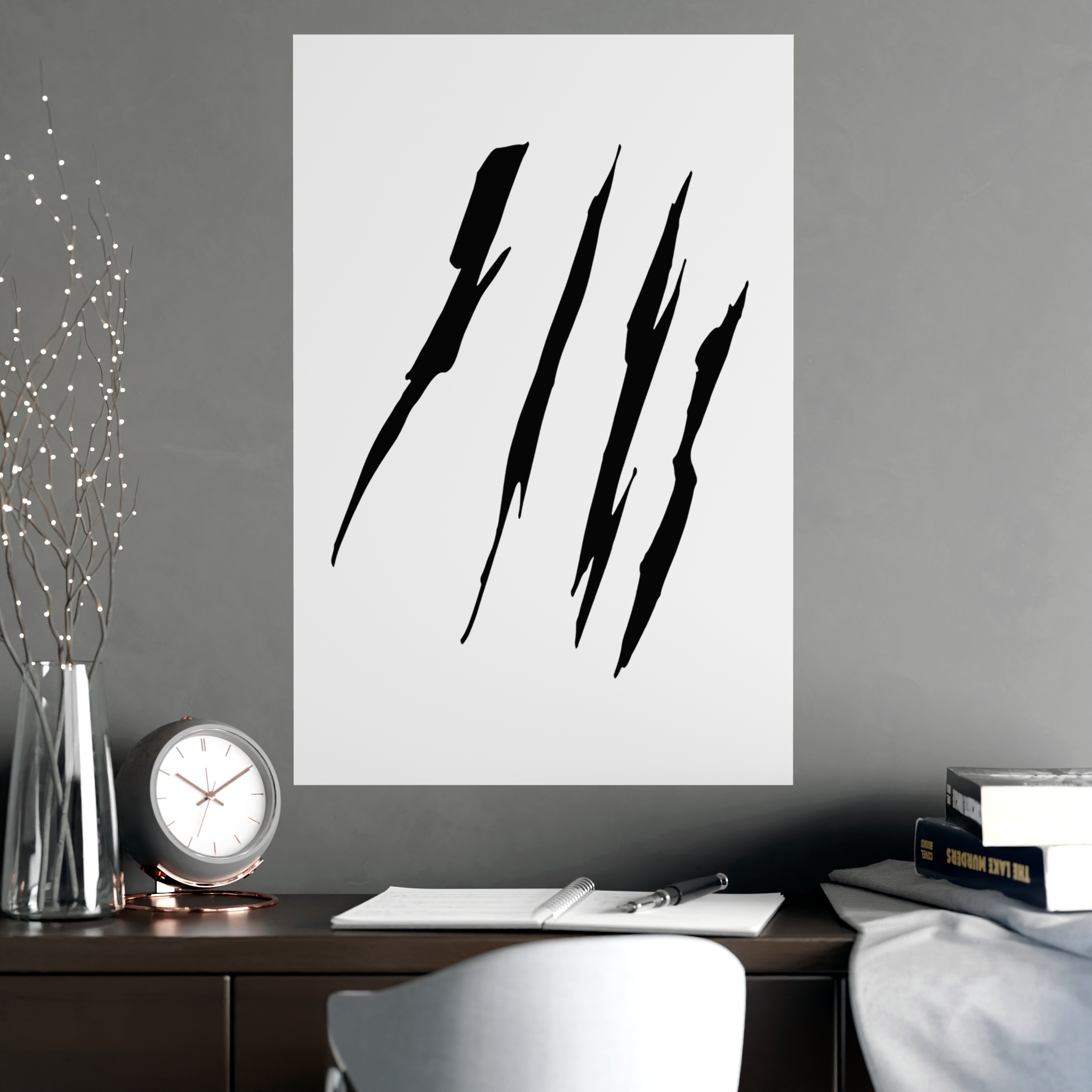 Feline Claw Marks Scratch Vertical and Horizontal Matte Posters ...