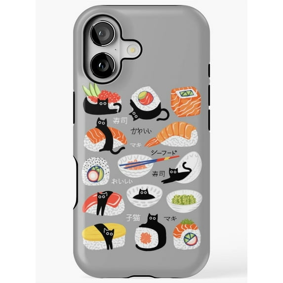 Feline Fishy Sushi Cat Art Phone Case for iPhone 11 12 13 14 15 16 17 ...
