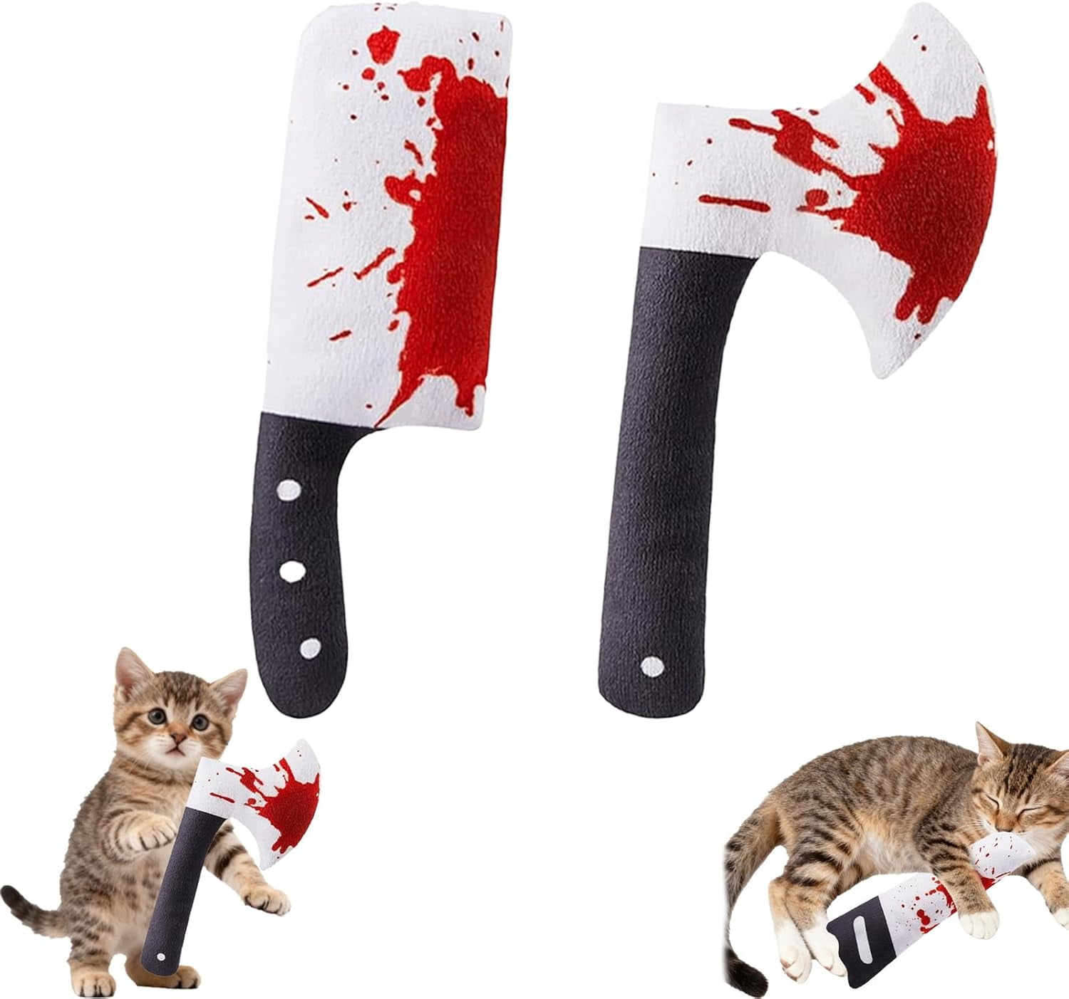 Feline Four Sword Style CatnipToys – 4PCS Halloween-Themed Plush Knife ...